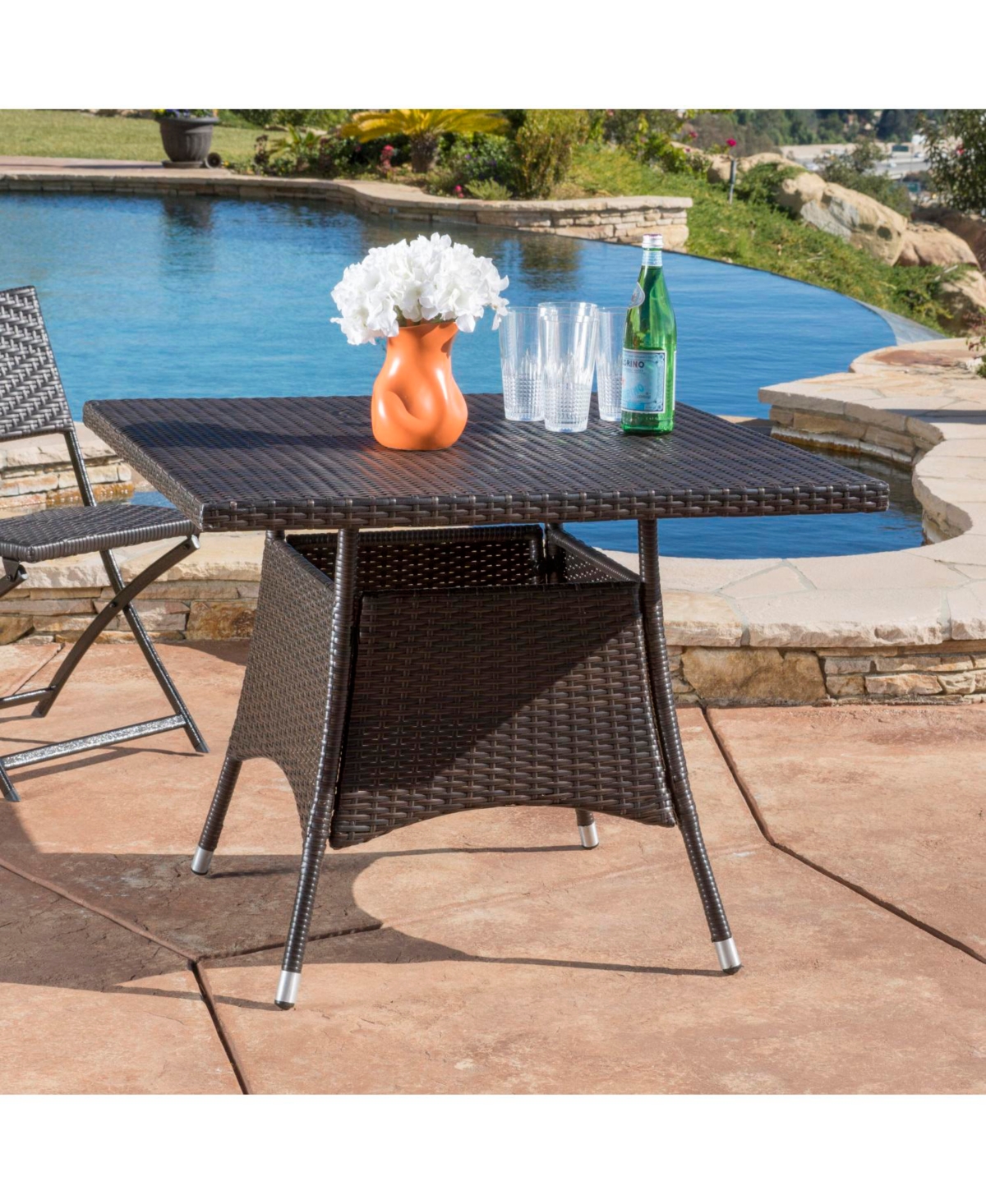 Click here for Outdoor Wicker Square Dining Table - Brown prices
