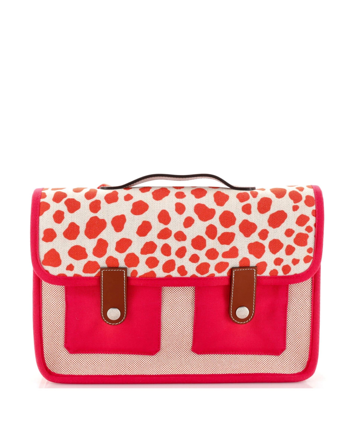 Click here for Pre-Owned Hermes School Bag Printed Toile - Red prices