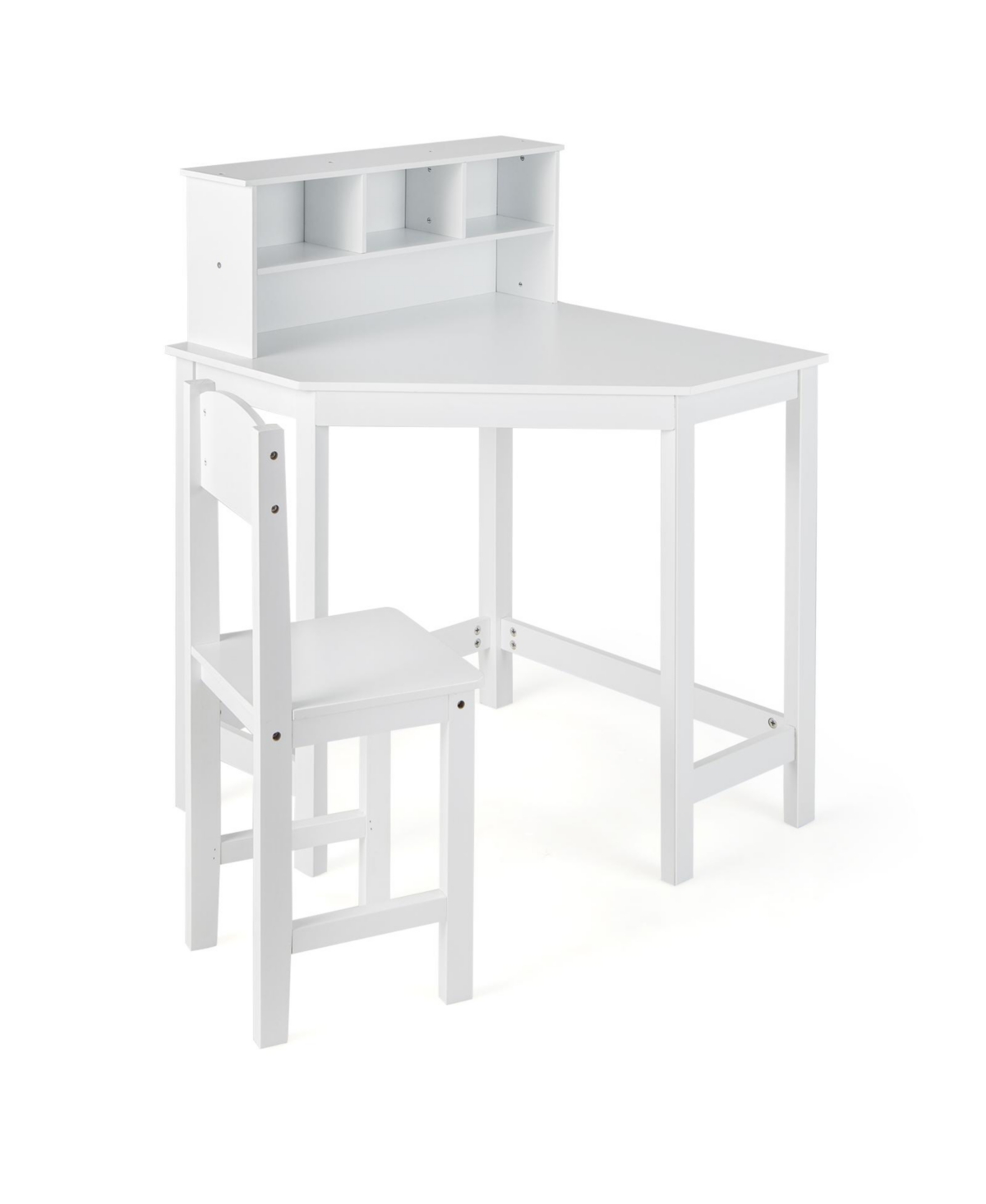 Click here for Kids Wooden Corner Desk and Chair Set with Hutch a... prices