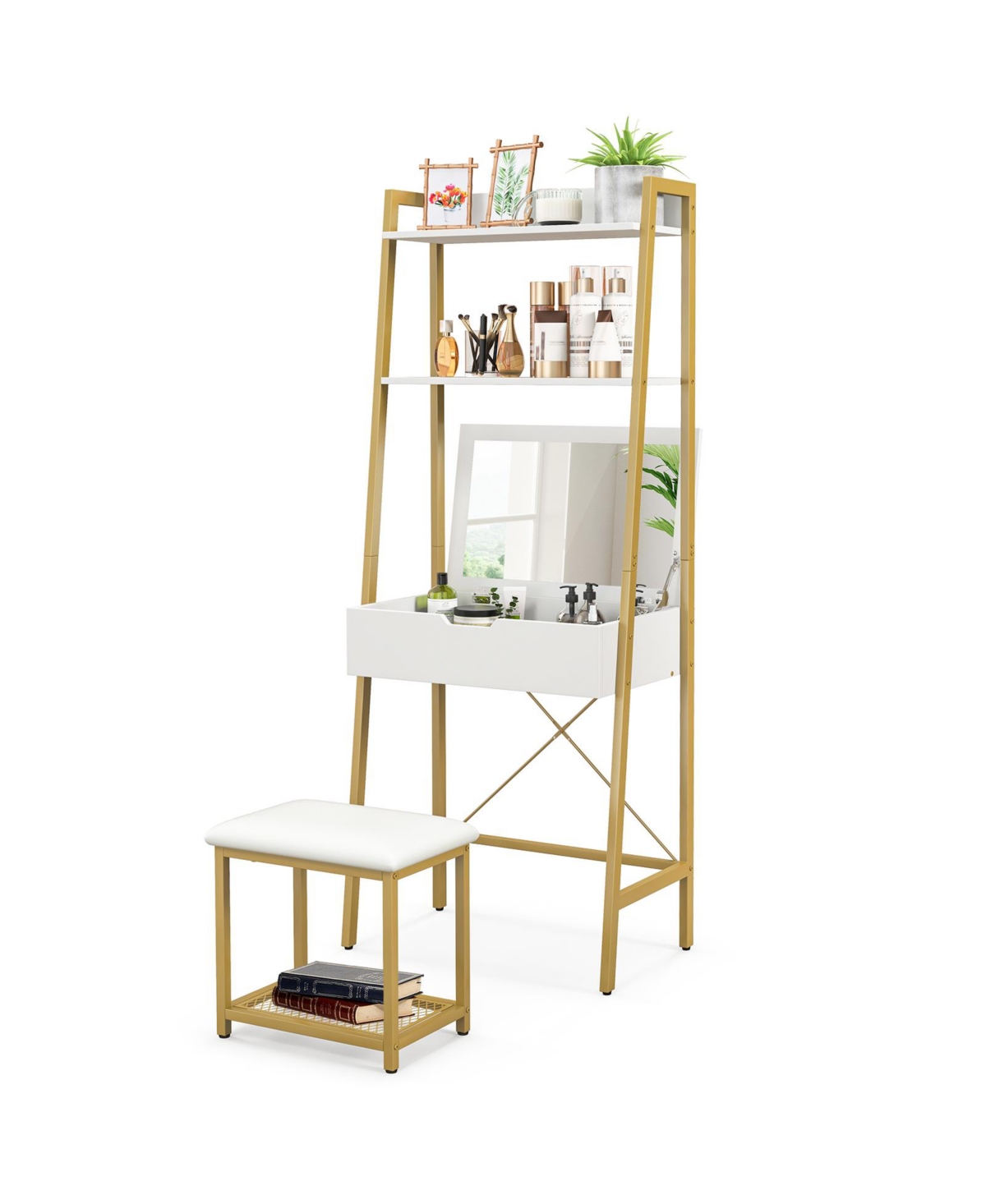 Click here for Ladder Vanity Desk Set with Flip Top Mirror and Cu... prices