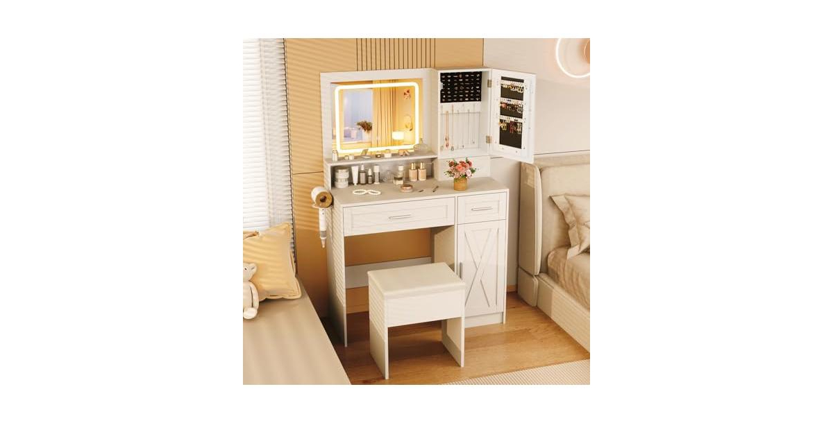 Click here for Makeup Vanity Desk with Mirror and Lights Dressing... prices