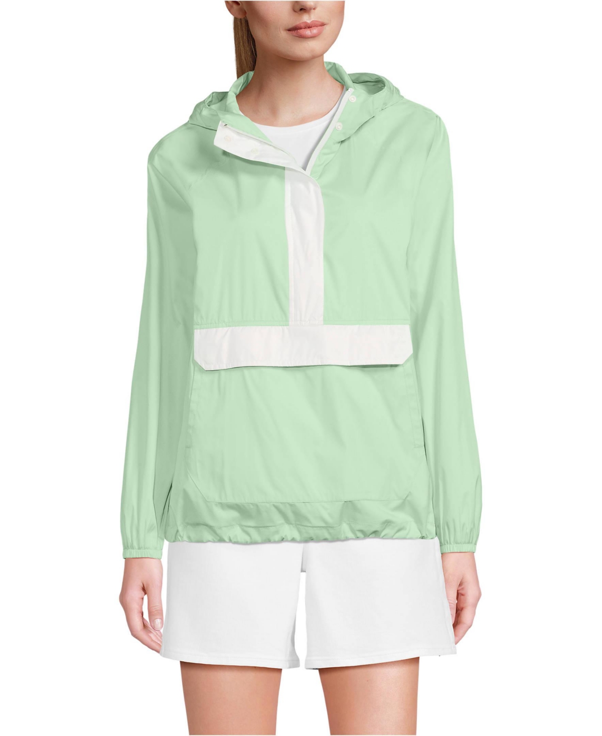 Click here for Lands End Womens Packable Anorak Windbreaker - Icy... prices