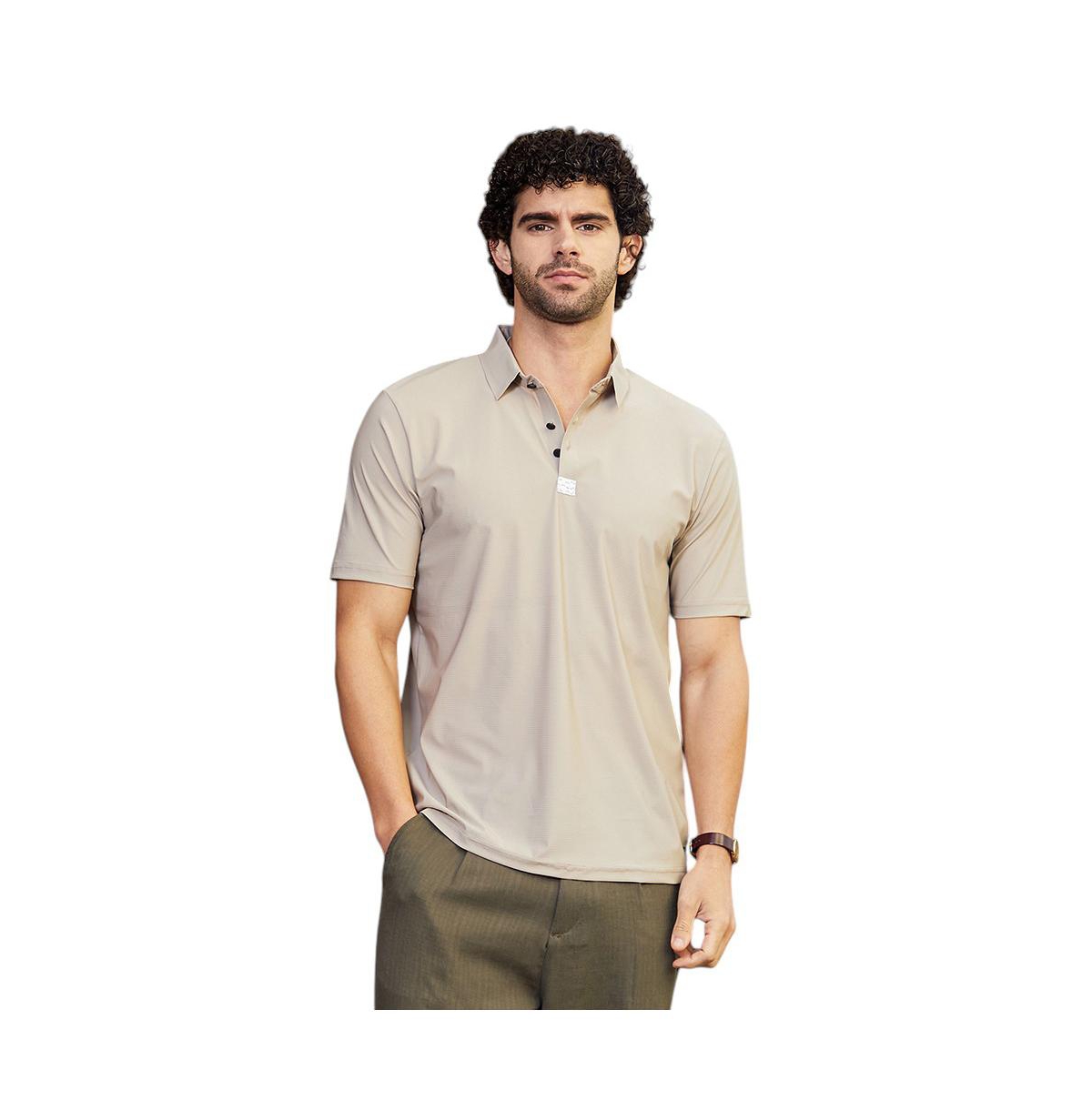 Click here for Campus Sutra Mens Sand Beige Seamless Waffle Polo... prices