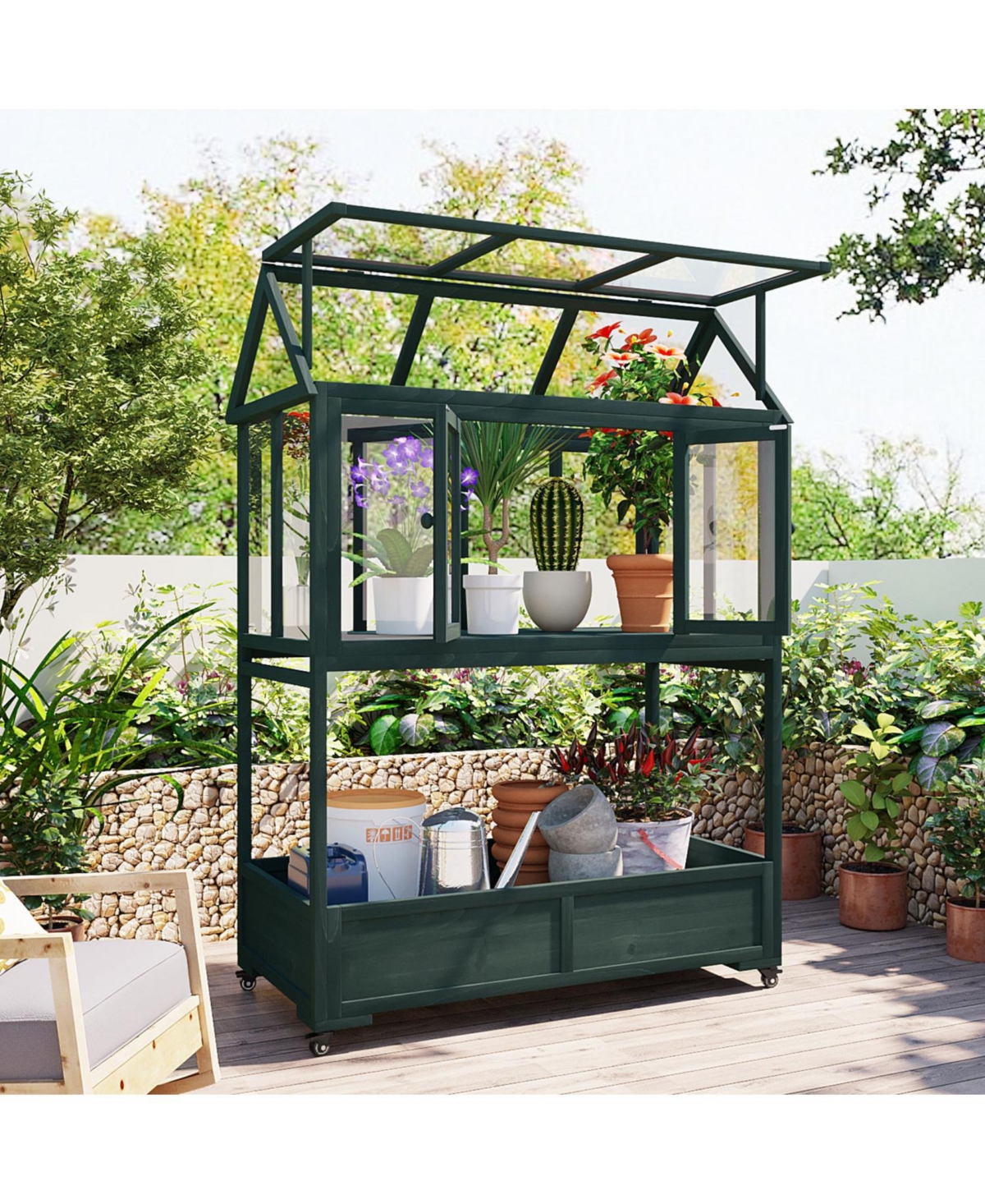 Click here for Portable Cold Frame Greenhouse with Wheels - Green prices