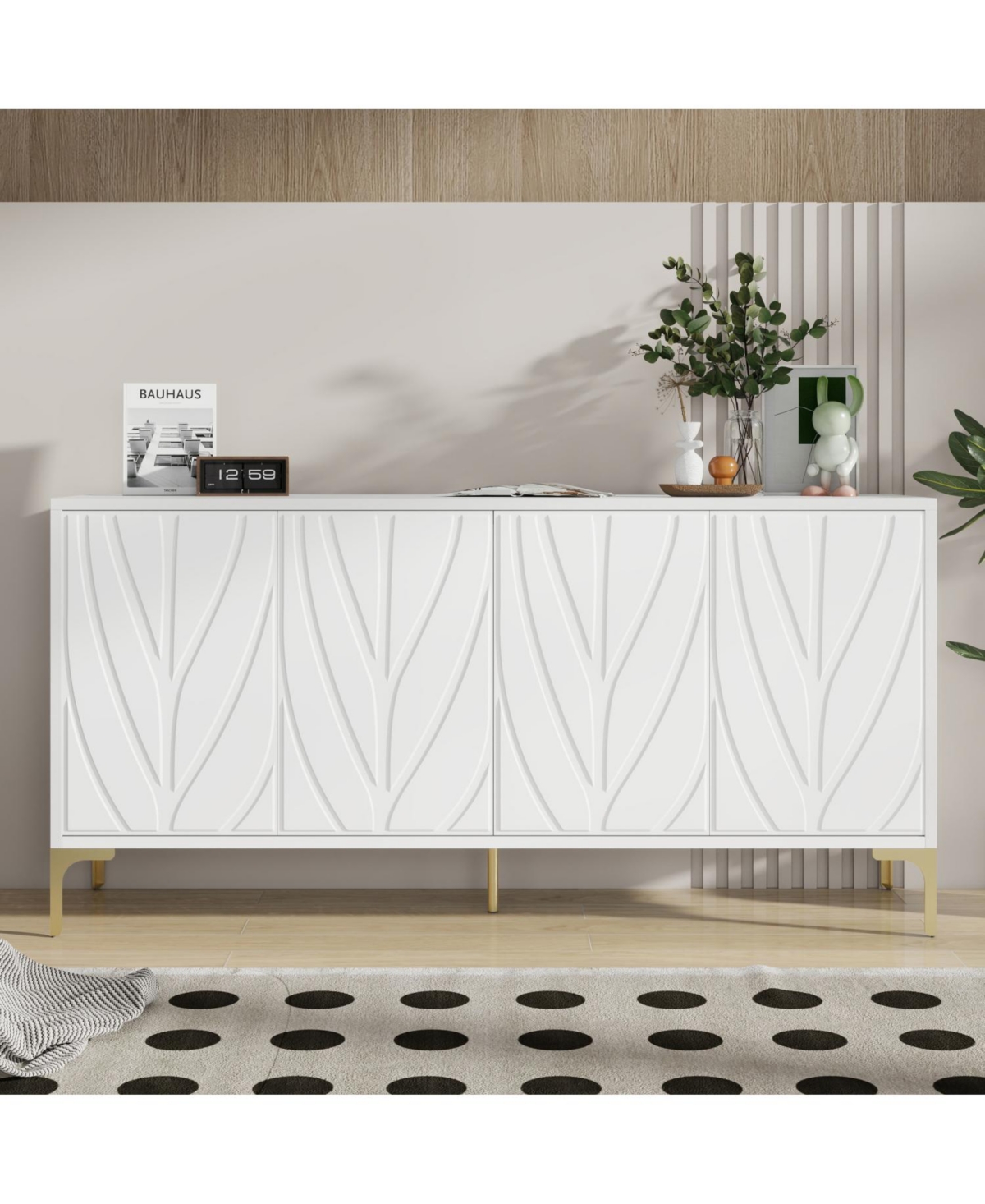 Click here for Carved 4-Door Sideboard - Handleless  Press-to-Ope... prices