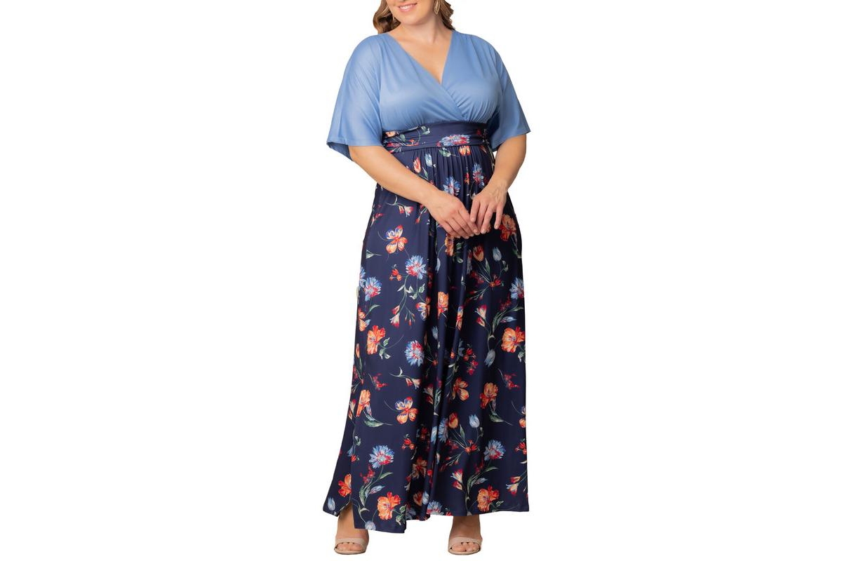 Click here for Kiyonna Plus Size Havana Color Block Maxi Dress -... prices