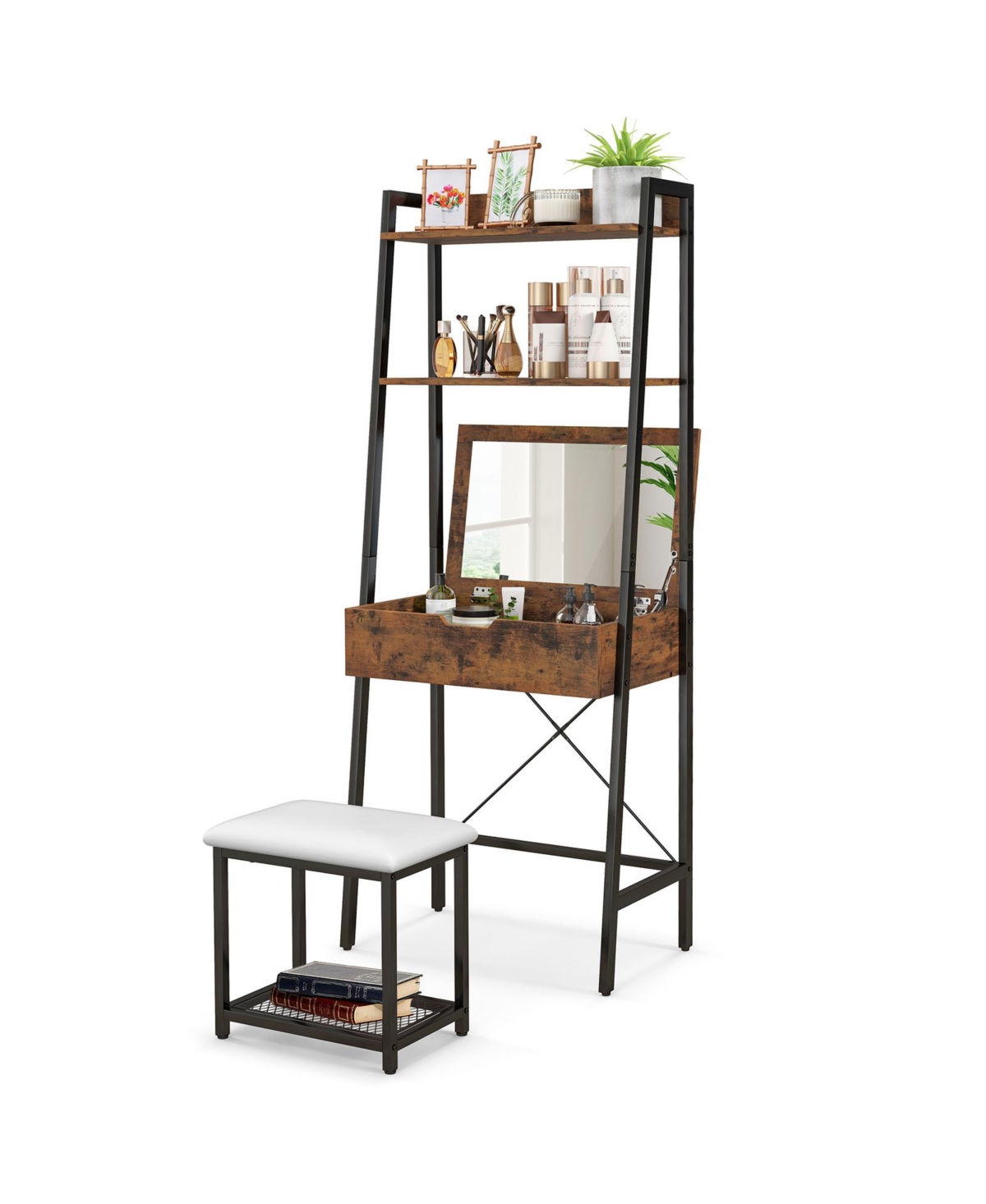 Click here for Ladder Vanity Desk Set with Flip Top Mirror and Cu... prices