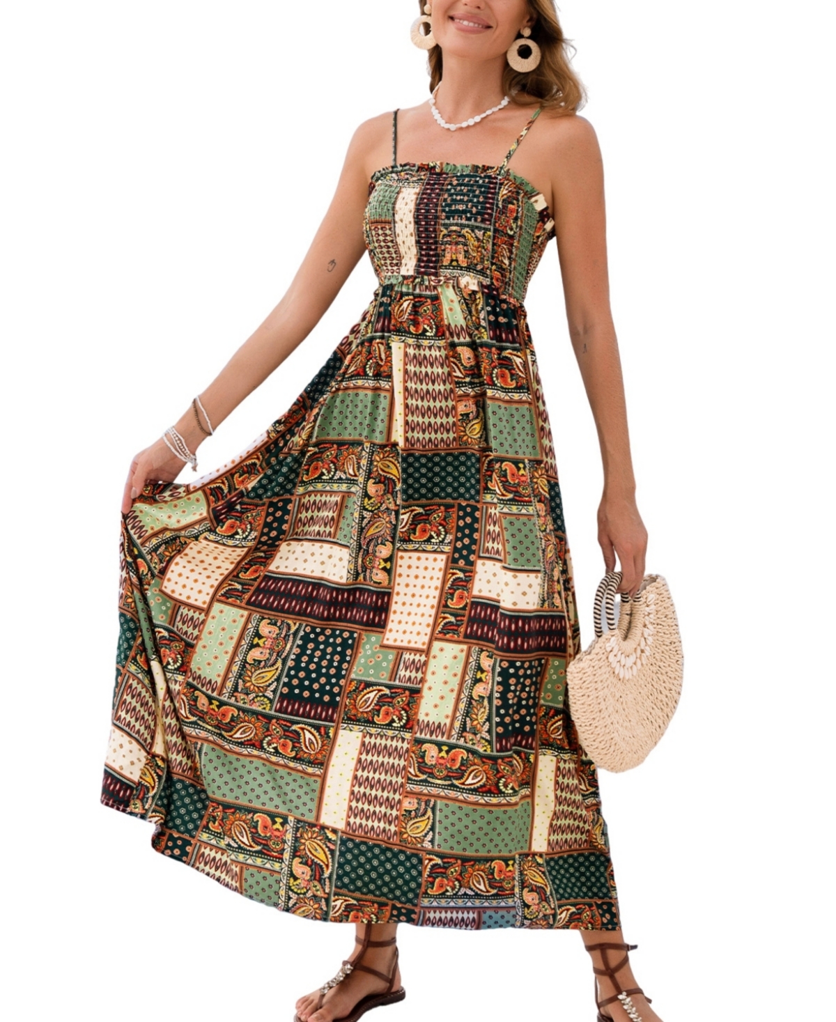 Click here for Cupshe Womens Patchwork Paradise Paisley Midi Beac... prices