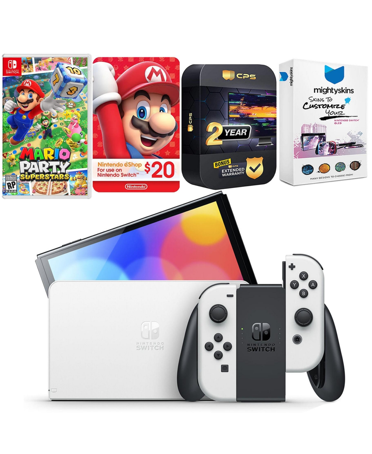 Click here for Nintendo Switch White Oled Console with Mario Part... prices