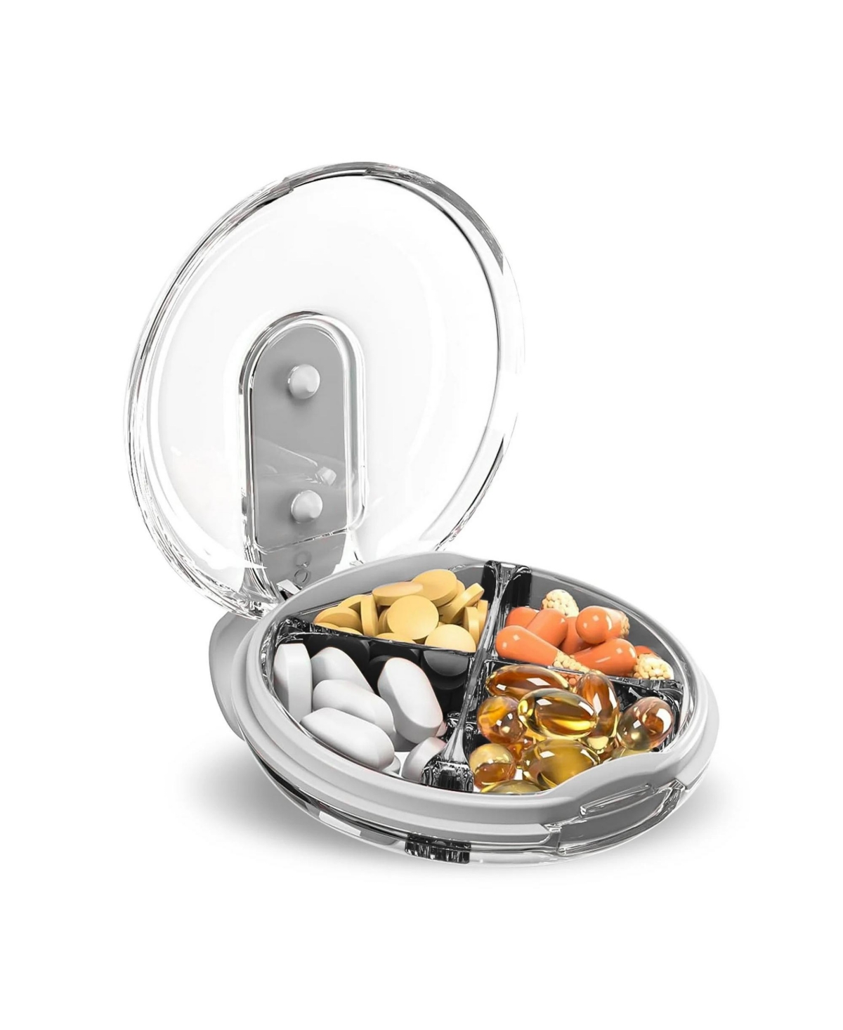 Click here for Round Daily Pill Organizer with 4 Compartments - B... prices