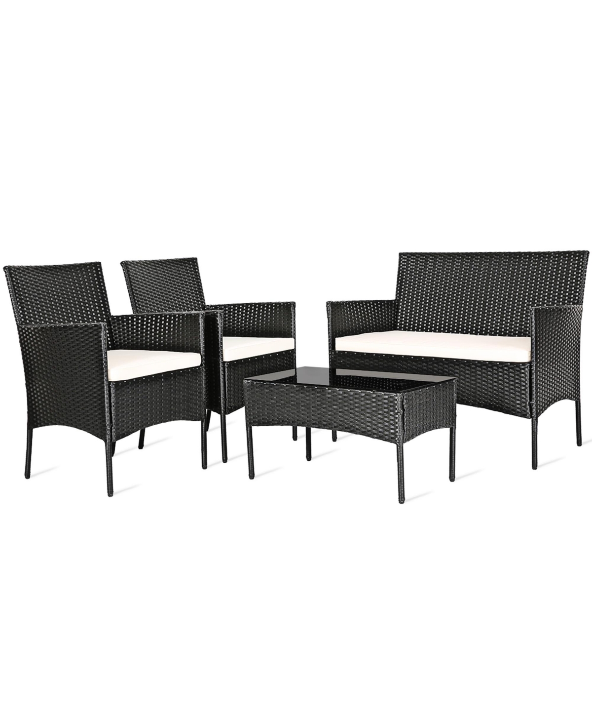 Click here for Gymax 4PCS Patio Rattan Conversation Set Outdoor F... prices
