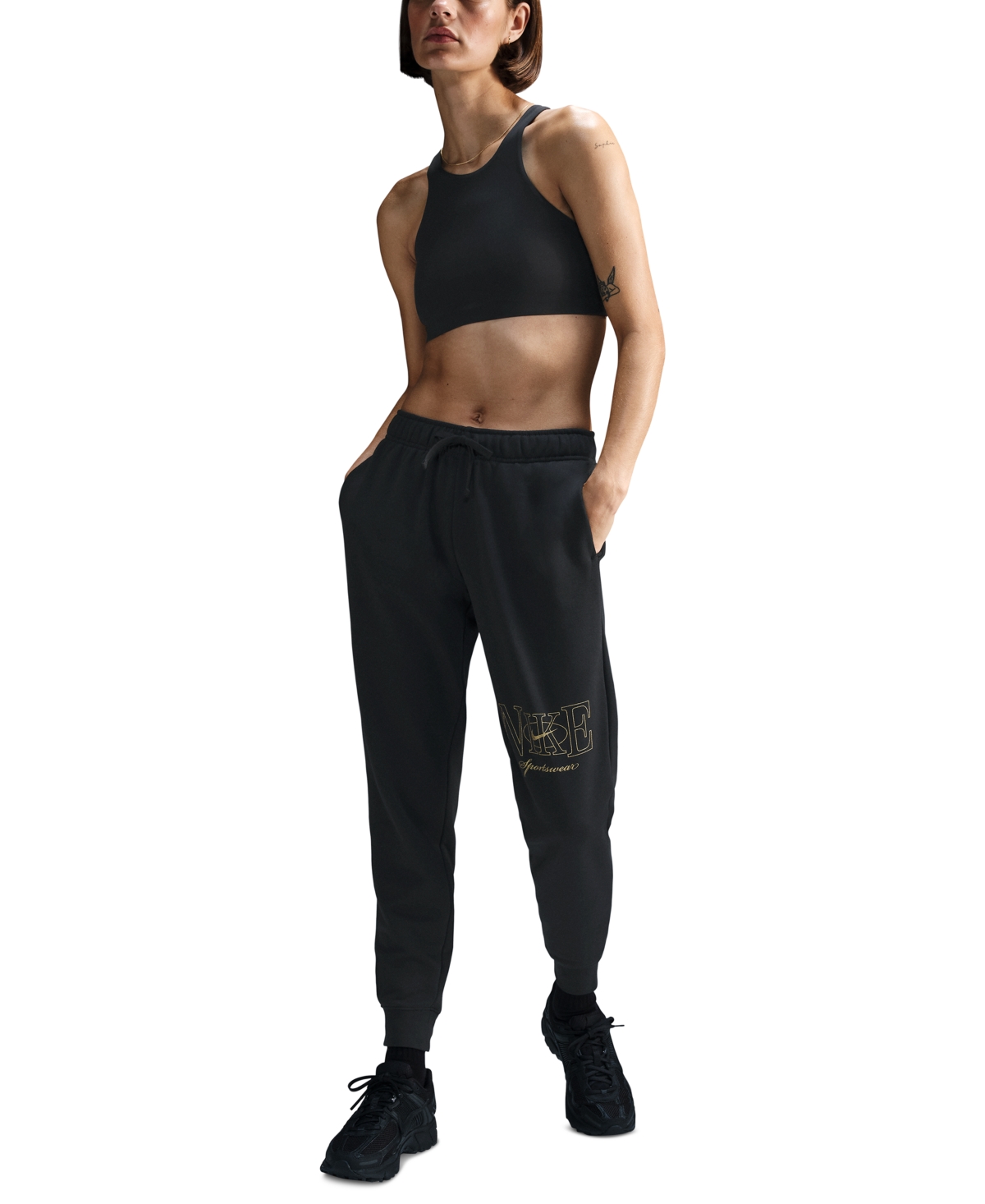 Click here for Nike Womens Mid-Rise Club Fleece Shine Joggers - B... prices