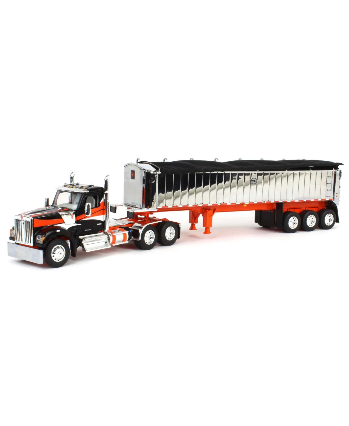 Click here for First Gear Dcp 1/64 Black and Orange Kenworth W990... prices
