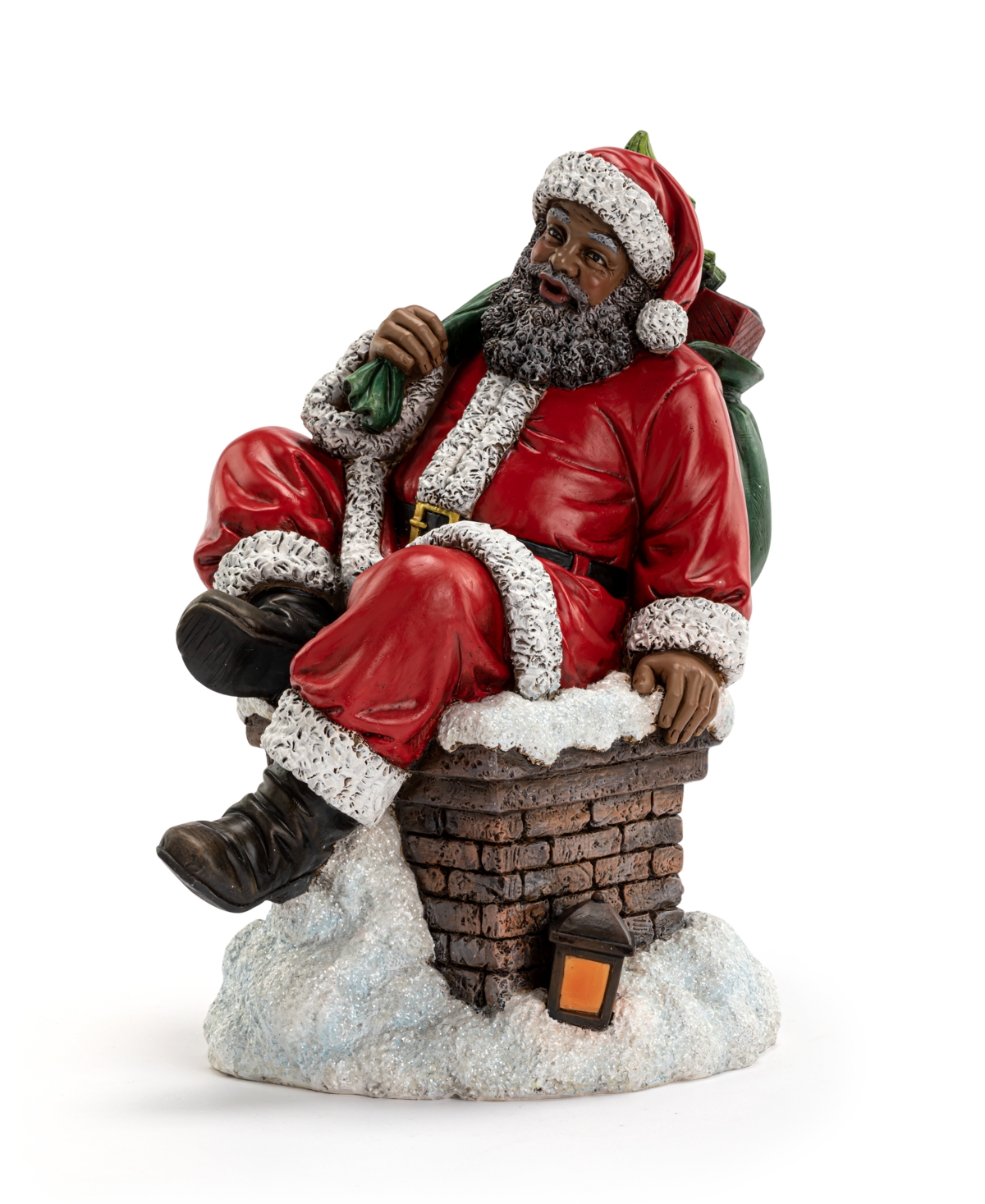 Click here for Napco 12 African American Santa on Chimney - Red... prices