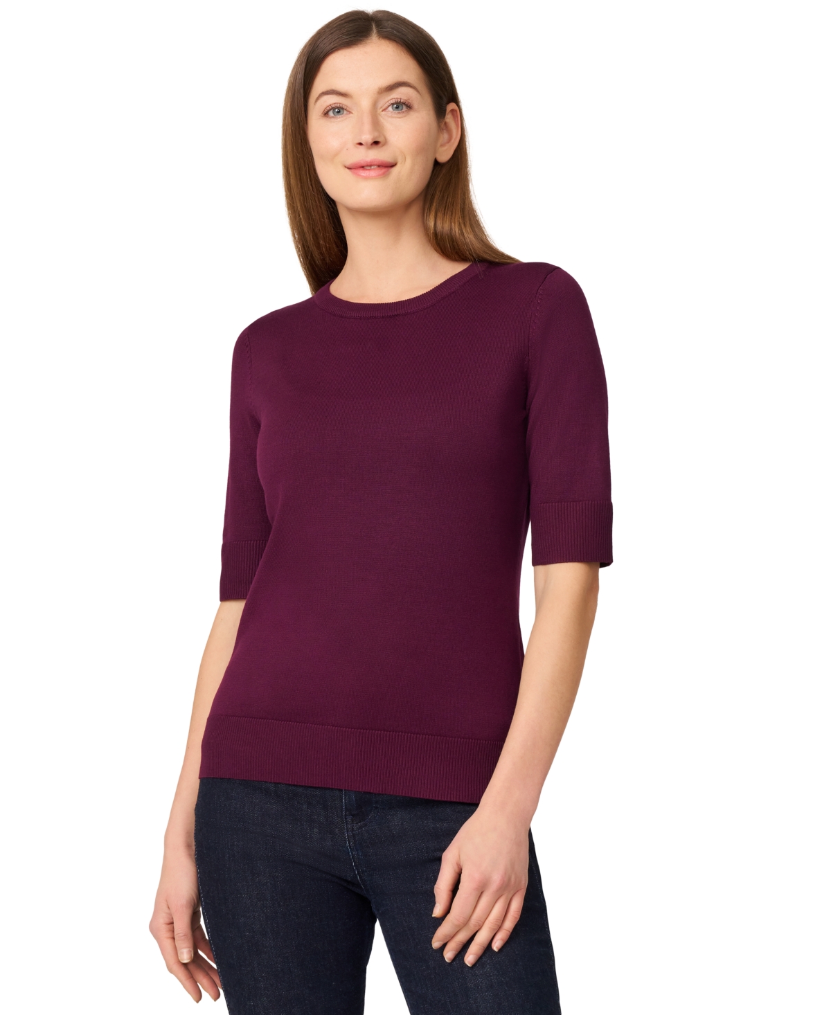Click here for Melissa Paige Womens Crew-Neck Elbow-Sleeve Fine-G... prices