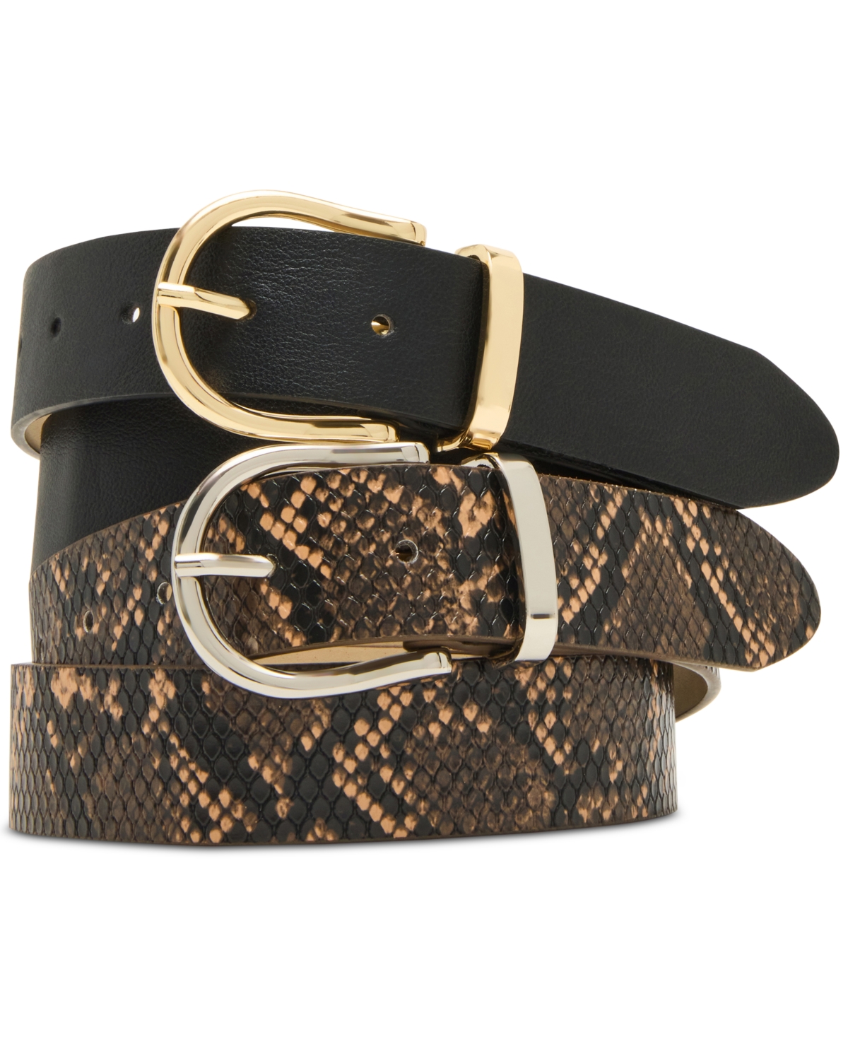 Click here for Steve Madden 1-3/10 Faux-Leather Belt  Set of 2 -... prices