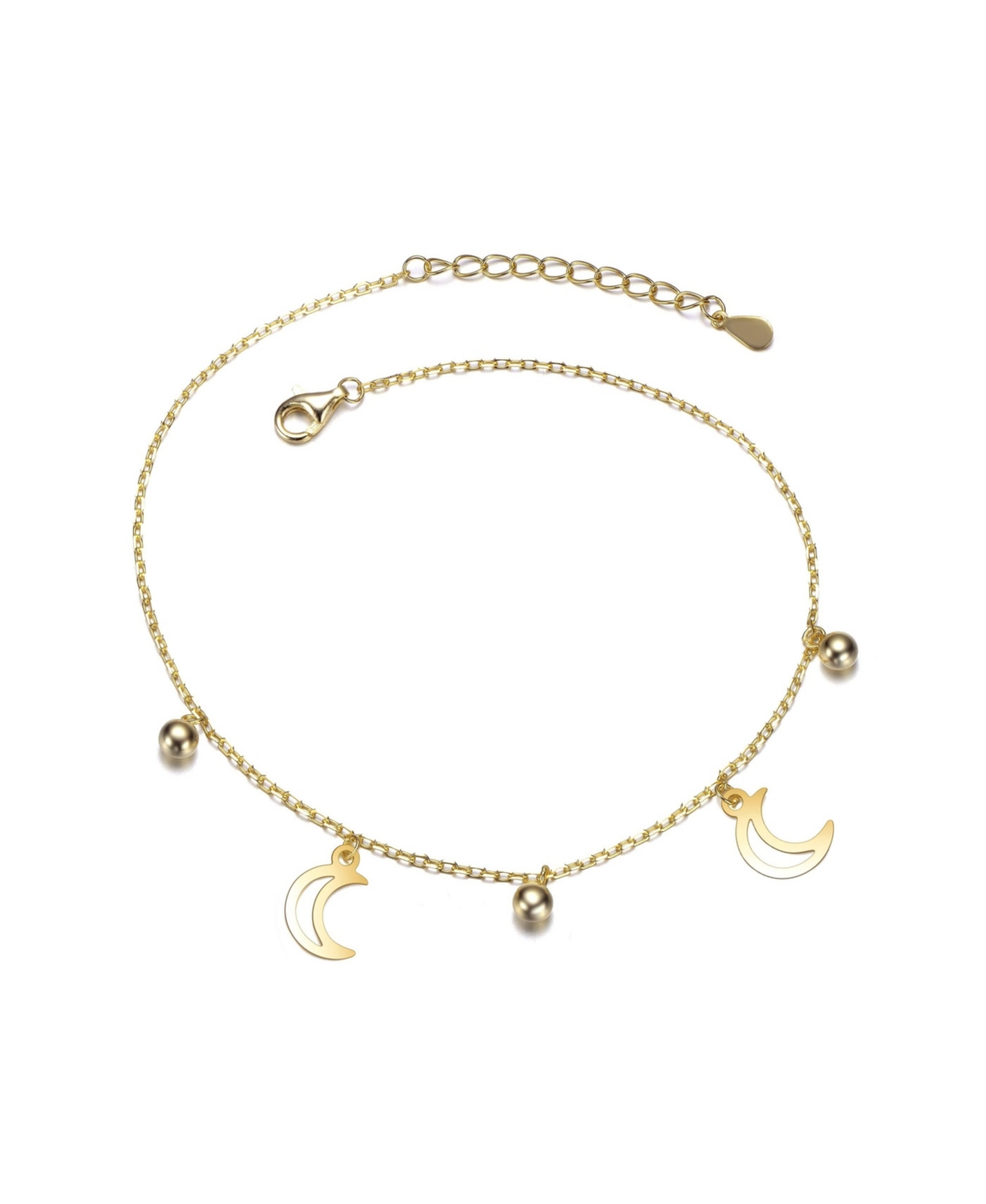 Click here for 14K Gold Plated with Crescent Moon & Bead Charm Br... prices