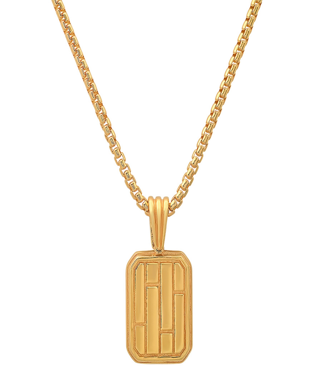 Click here for Steeltime Mens Dog Tag Brick Pendant Necklace - Go... prices