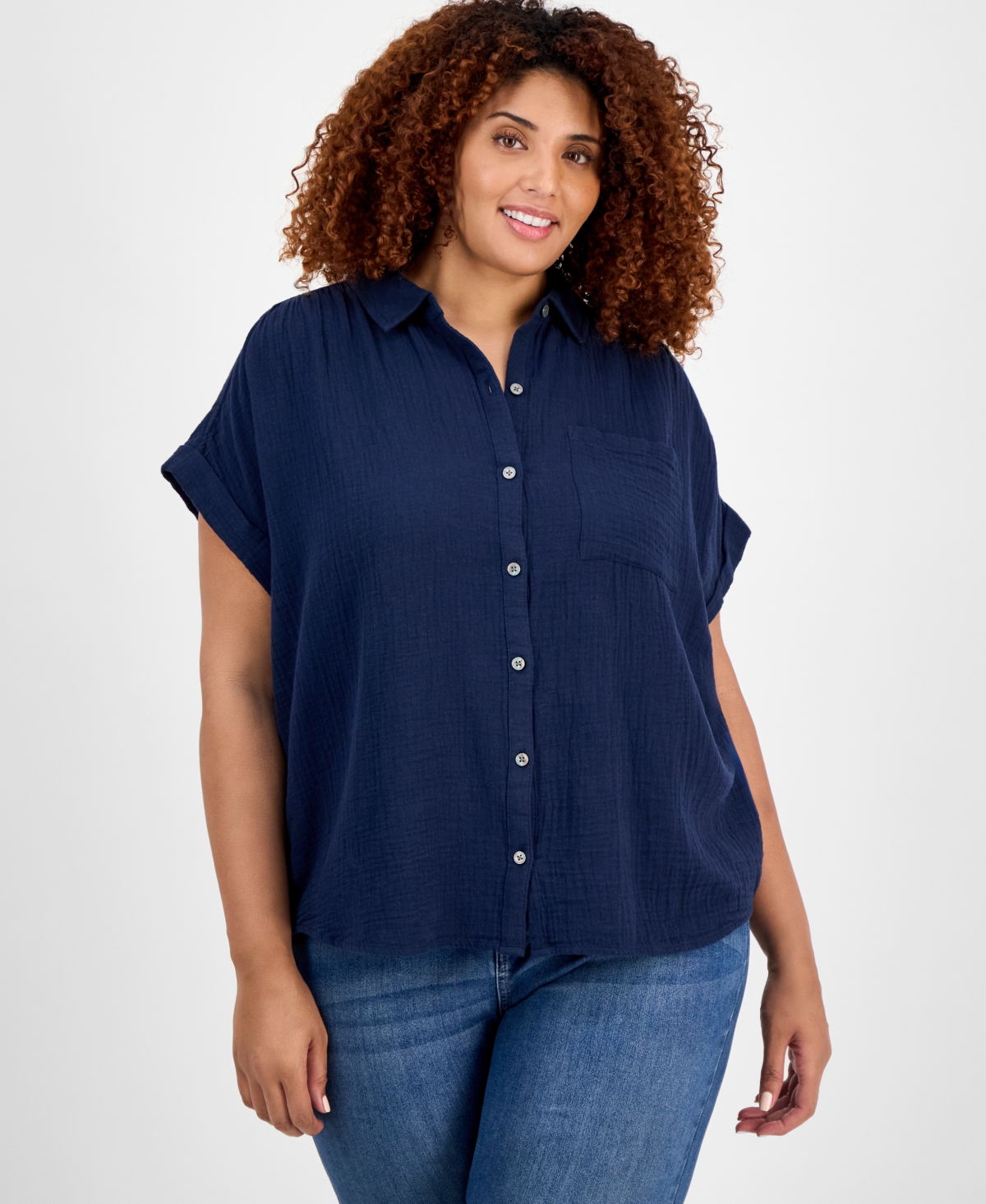 Click here for Style & Co Plus Size Button-Front Short-Sleeve Shi... prices