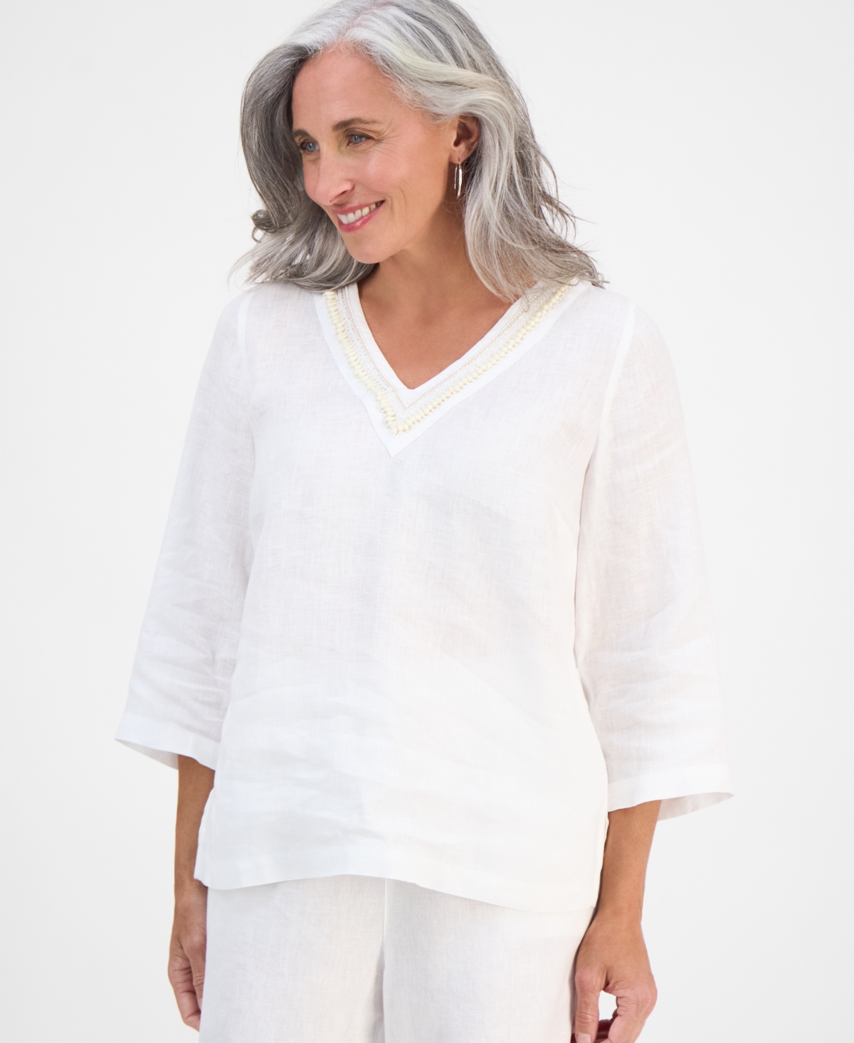 Click here for Charter Club Petite Embellished V-Neck 3/4-Sleeve... prices