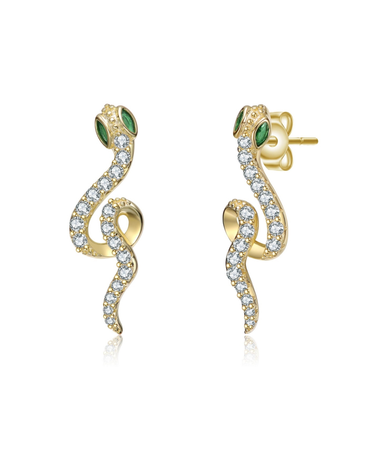 Click here for 14K Gold Plated with Green Eyed Snake Drop Earring... prices