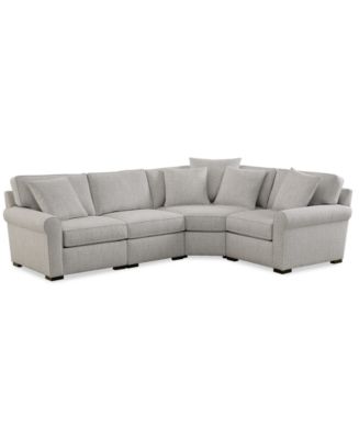 Radley Roll Arm 115" 4-Pc. Fabric L Sectional with Wedge, Exclusively ...