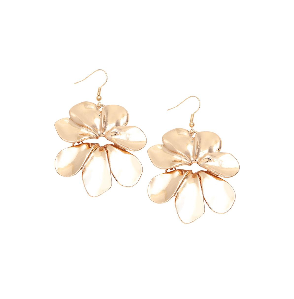 Click here for Sohi Womens Gold Metallic Flora Drop Earrings - Go... prices