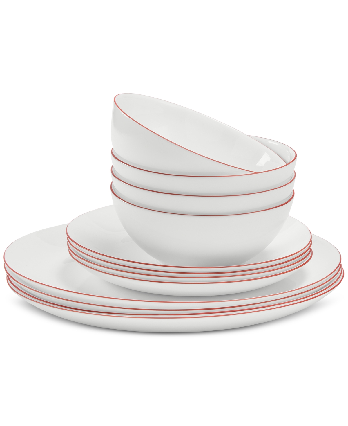 Click here for Arch Studio Opal Glass Rust Rim 12 Pc Dinnerware S... prices
