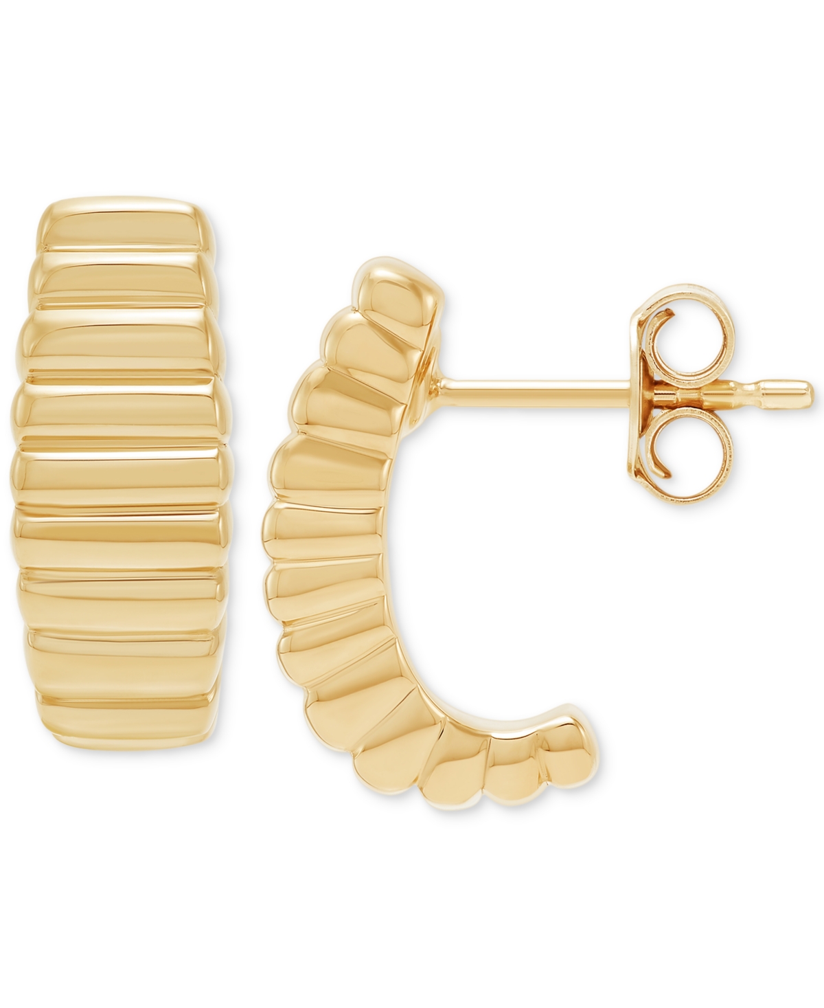 Click here for Polished Ribbed C-Design Small Hoop Earrings in 14... prices