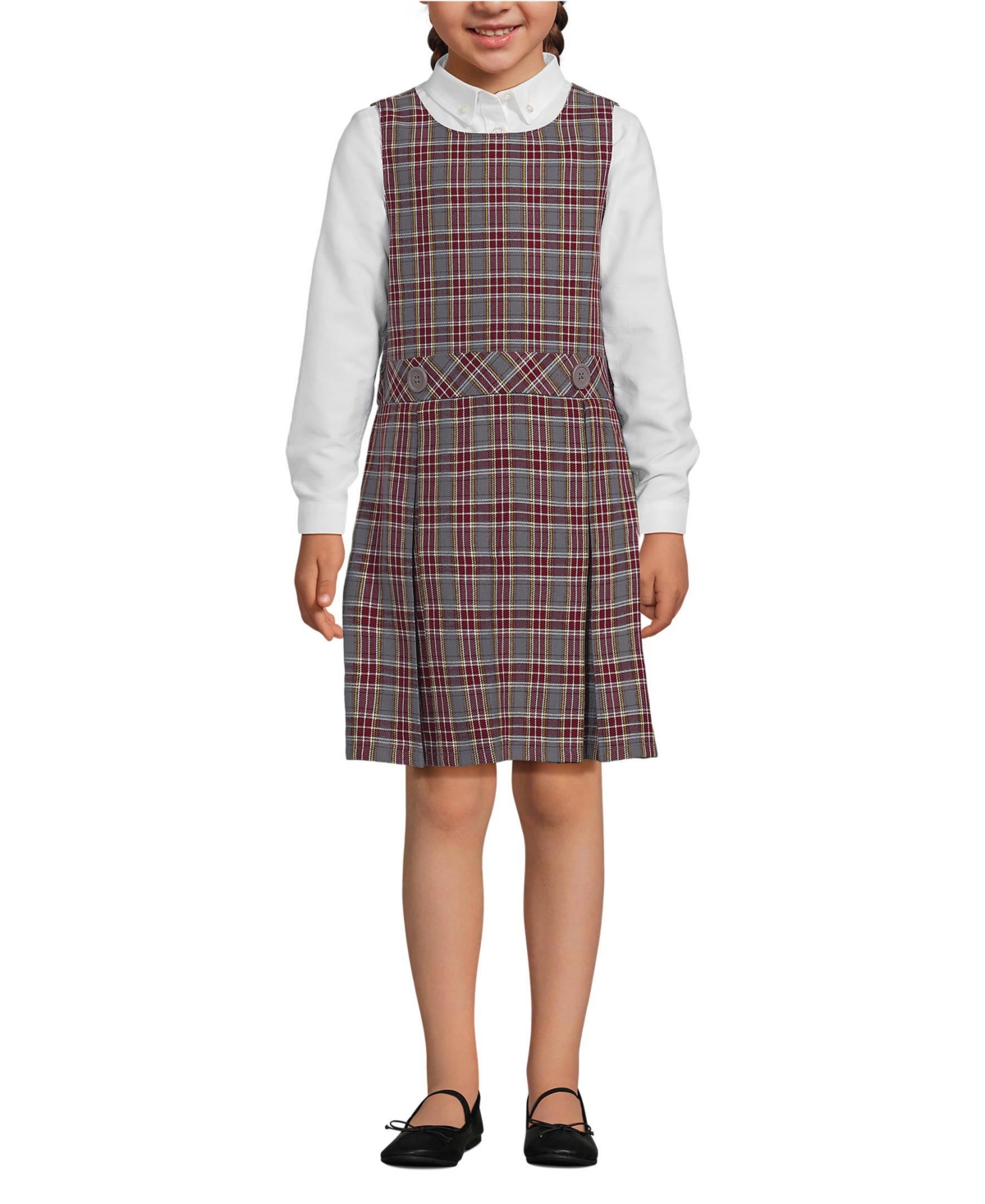 Click here for Lands End School Uniform Girls Plaid Jumper Top of... prices