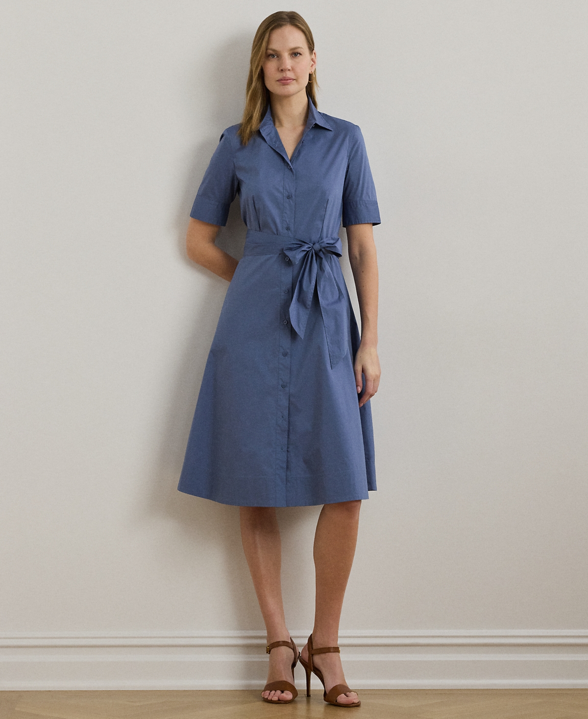 Click here for Lauren Ralph Lauren Petite Elbow-Sleeve Shirtdress... prices