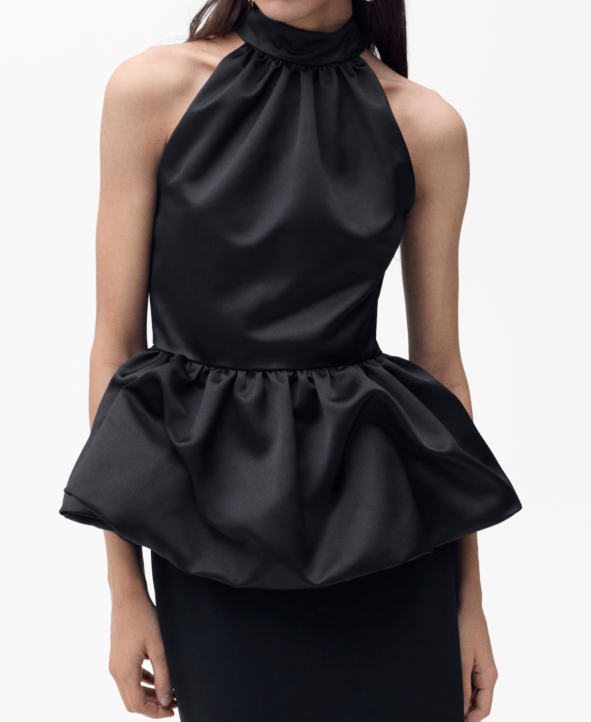 Click here for Mango Womens Balloon-Effect Halter-Neck Top - Blac... prices