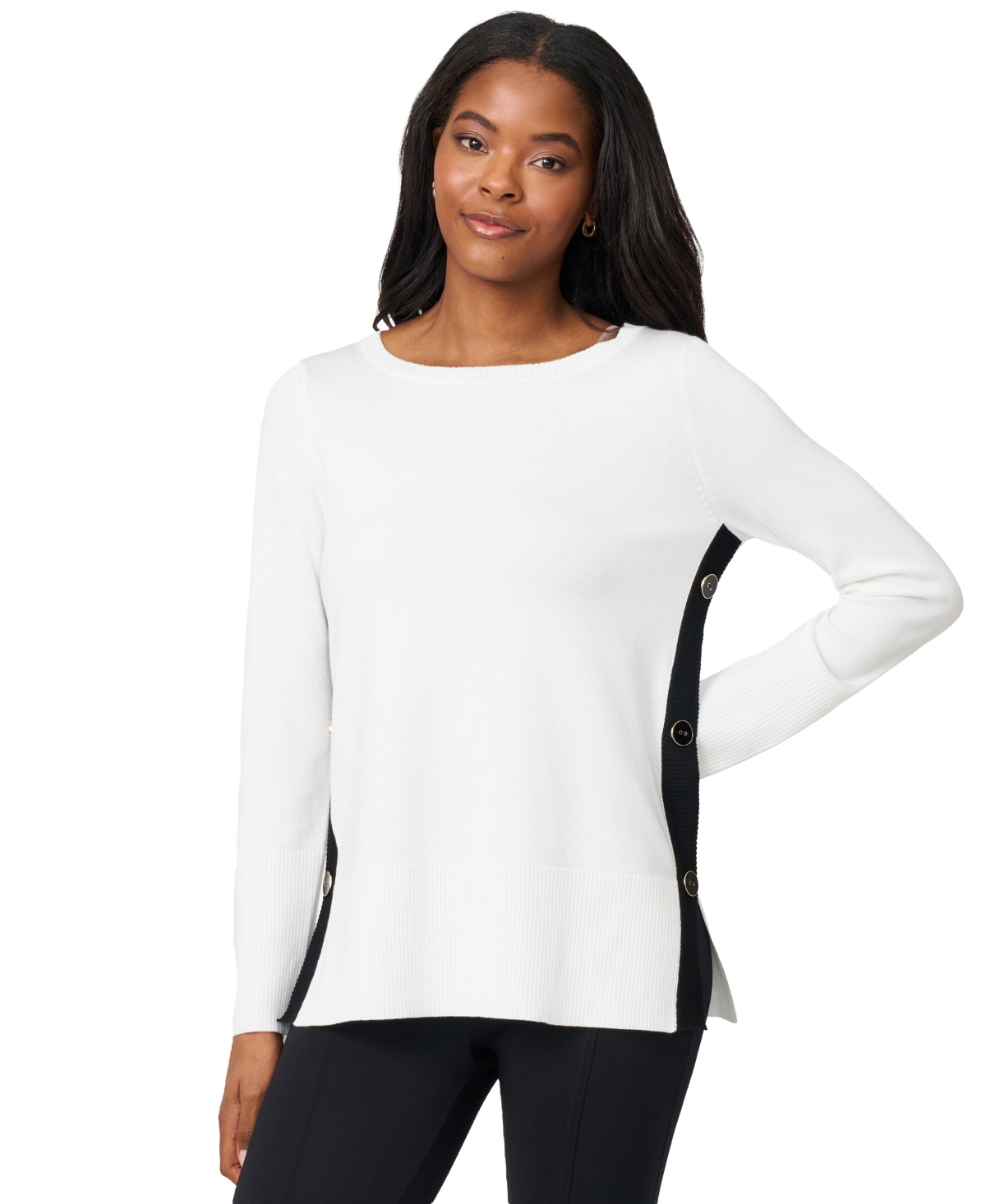 Click here for Melissa Paige Womens Contrast-Trim Side-Button Tun... prices