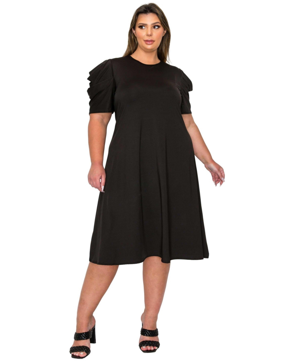 Click here for L I V D Plus Size Aleyna Flare Dress - Black prices