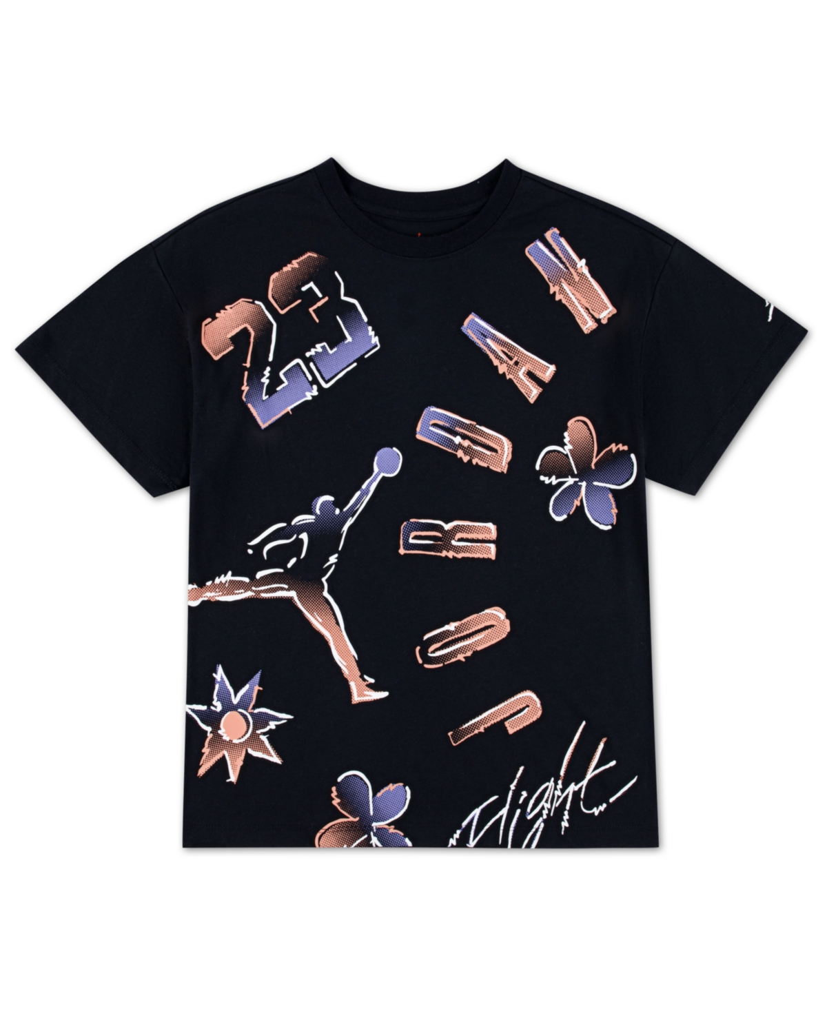 Click here for Jordan Big Girls 23 Throwback T-Shirt - Black prices