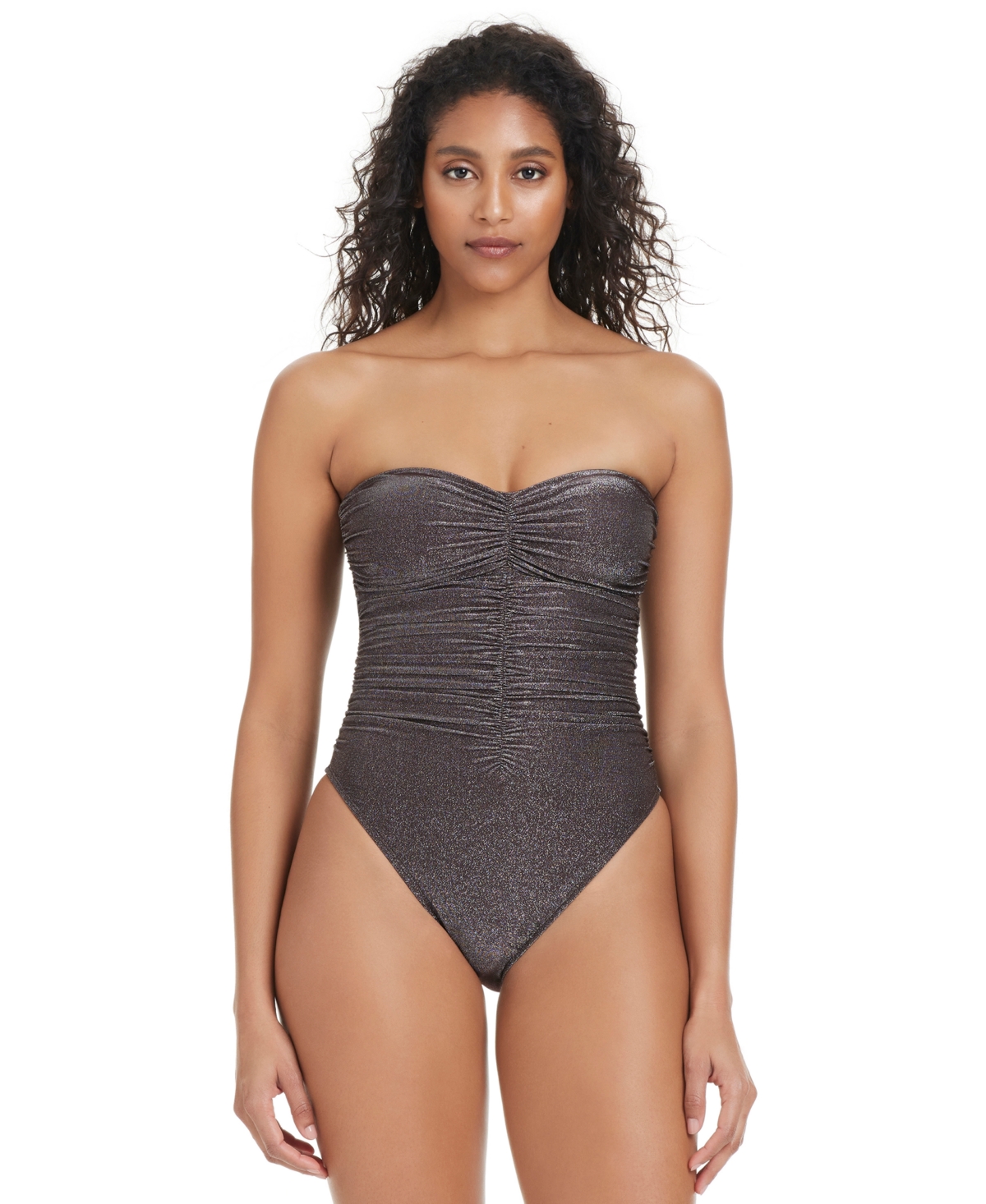 Click here for Bar Iii Womens Shimmer Core Bandeau One-Piece Swim... prices