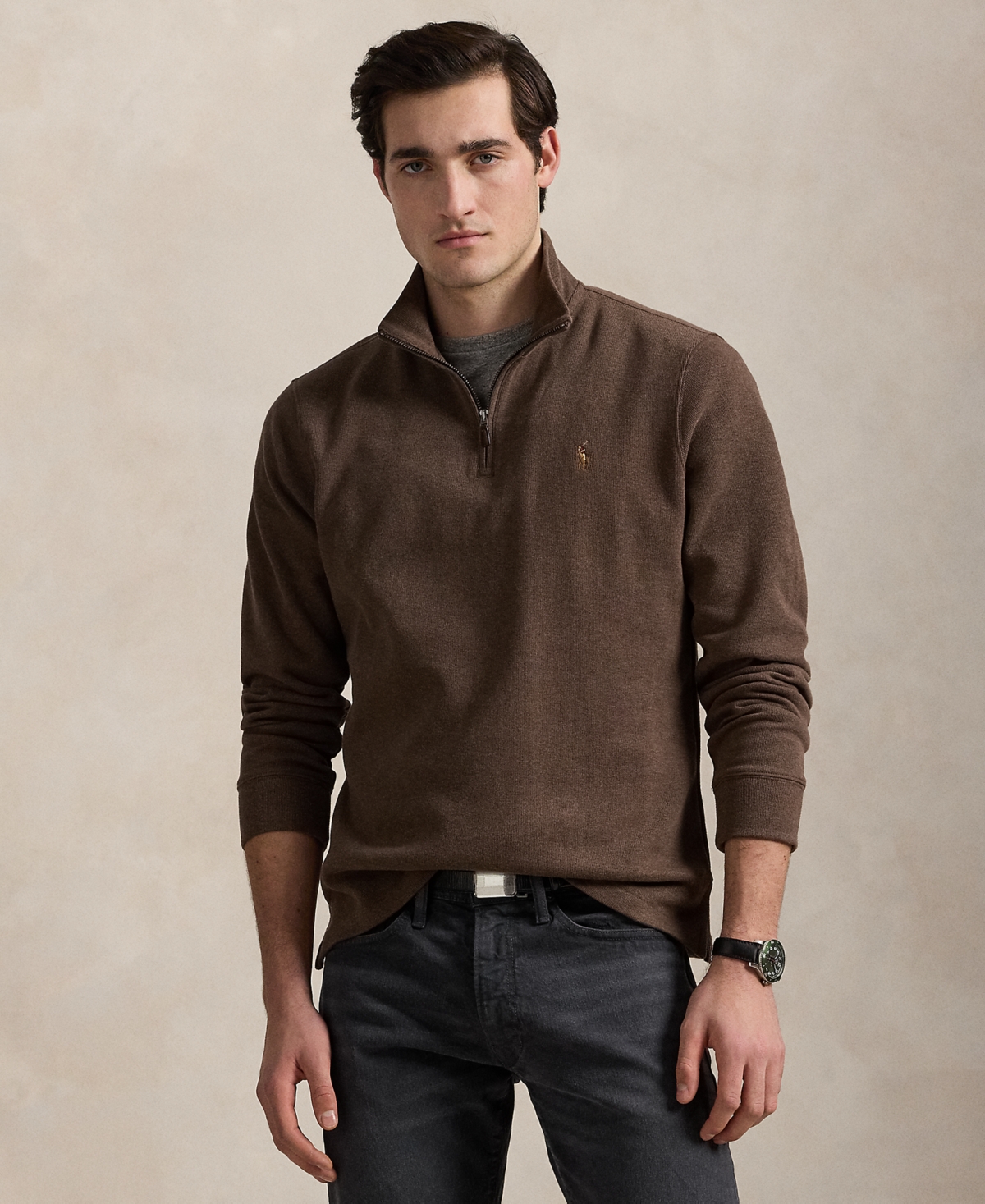 Click here for Polo Ralph Lauren Mens Estate-Rib Cotton Quarter-Z... prices