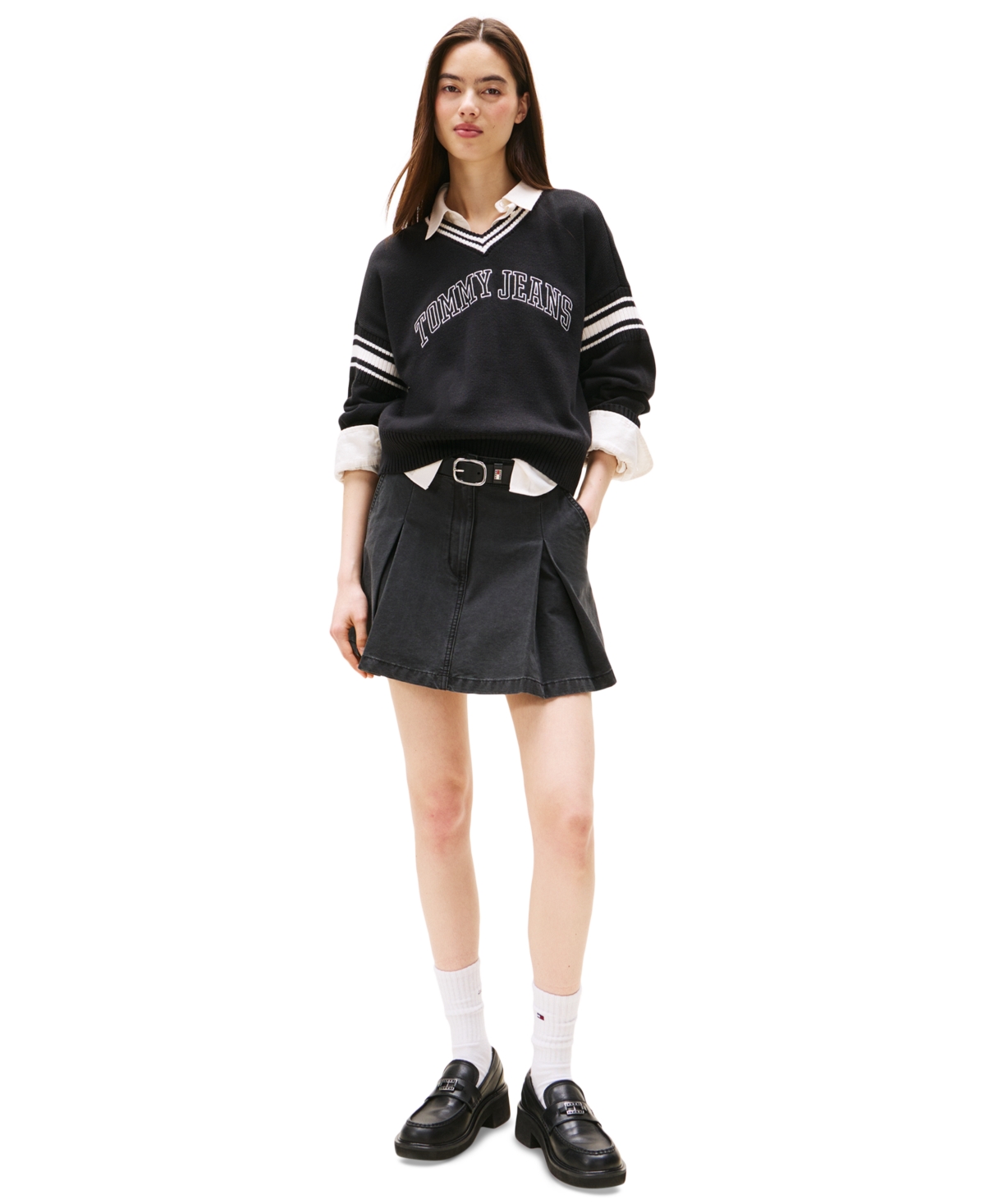 Click here for Tommy Jeans Womens Varsity V-Neck Cotton Sweater -... prices
