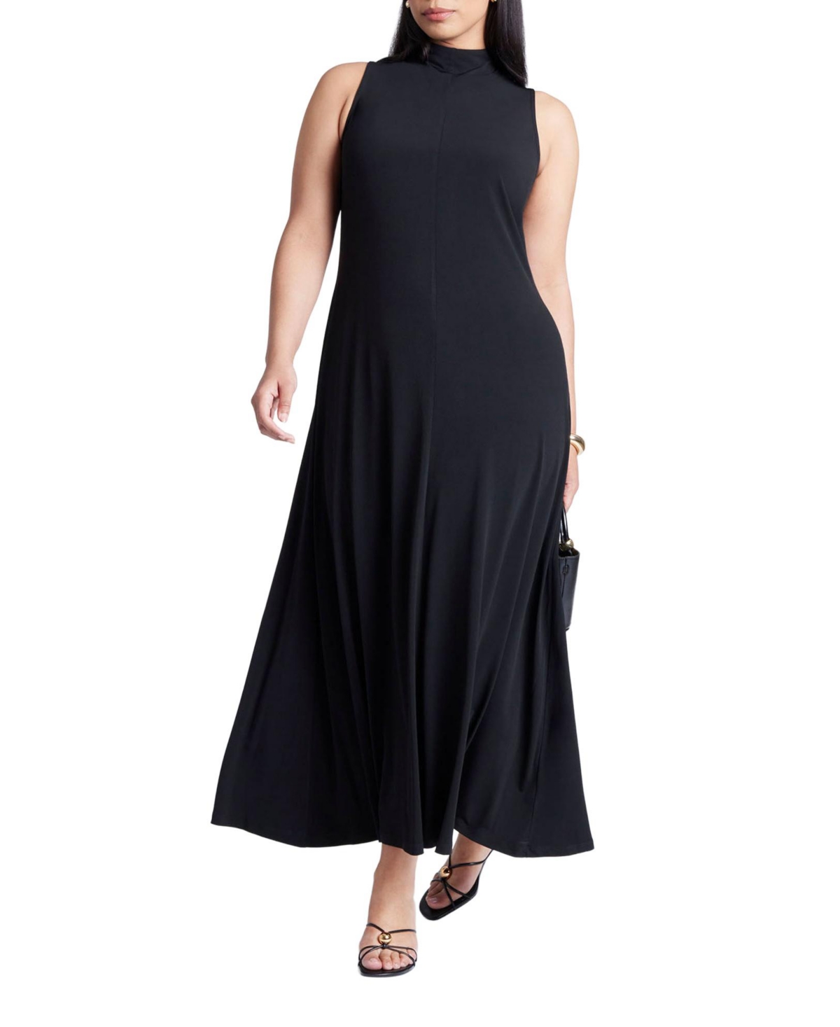 Click here for Eloquii Womens Mock Sleeveless Maxi Dress - Black... prices