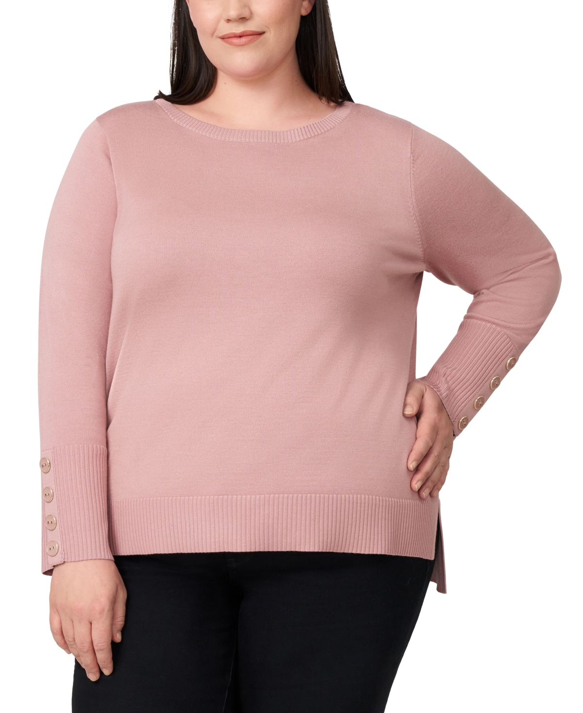 Click here for Melissa Paige Plus Size Button-Cuff Boat-Beck Swea... prices