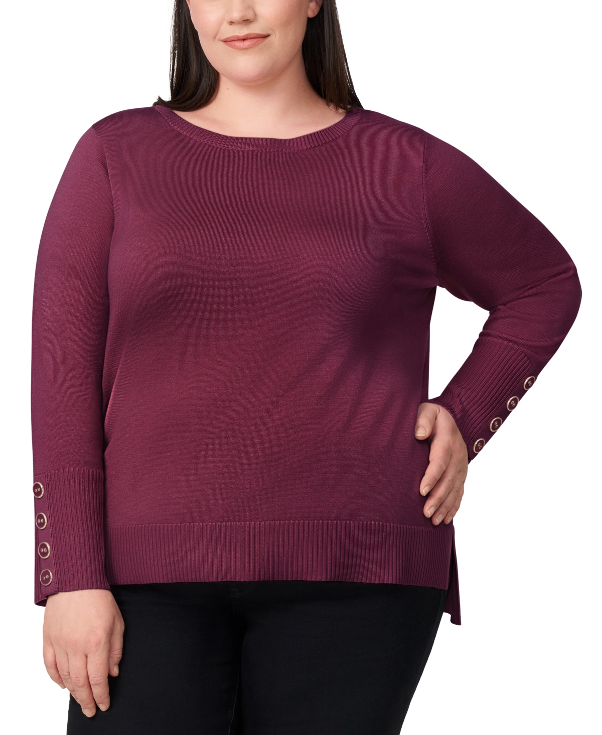 Click here for Melissa Paige Plus Size Button-Cuff Boat-Beck Swea... prices