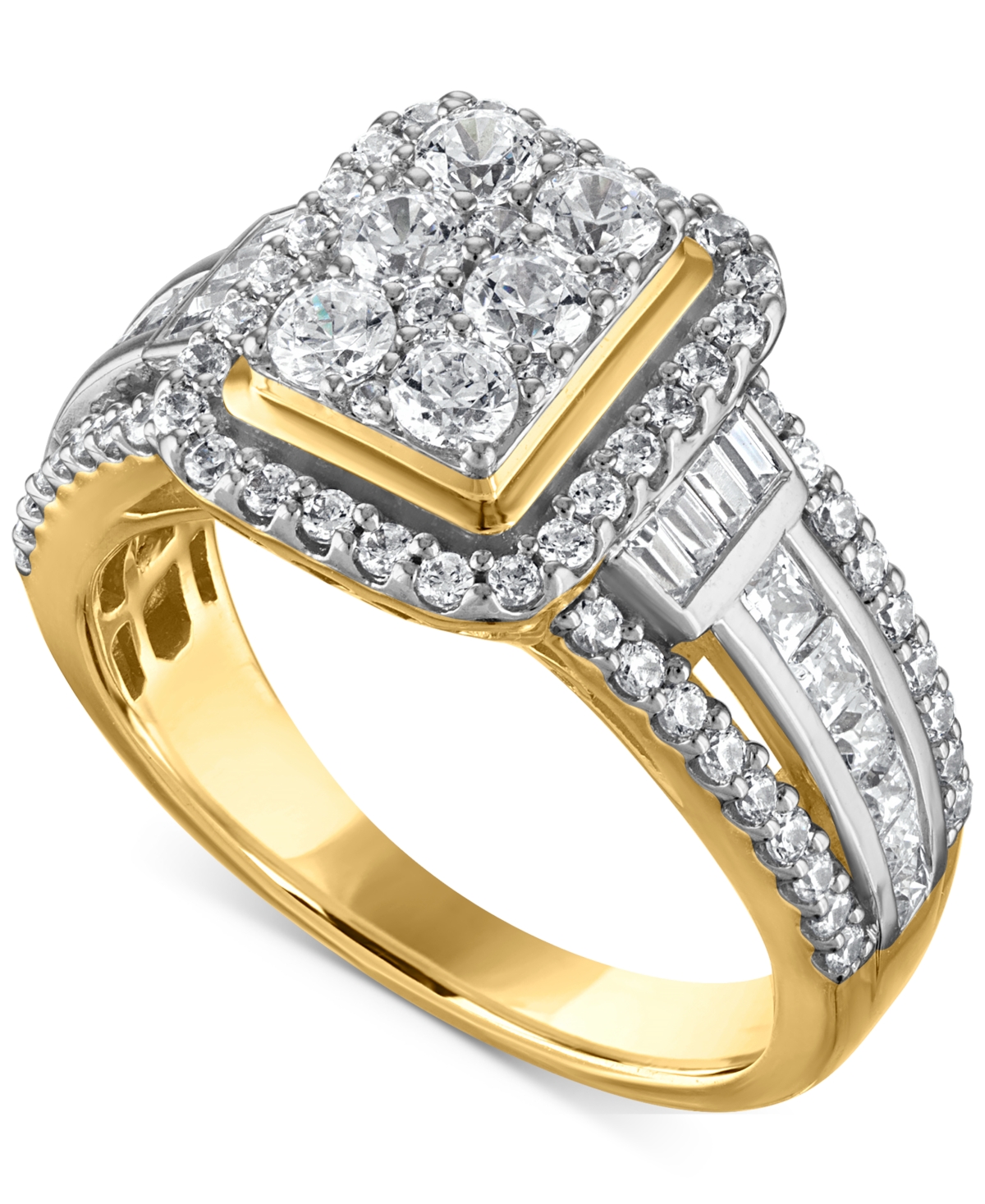 Click here for Diamond Emerald Shaped Halo Cluster Engagement Rin... prices