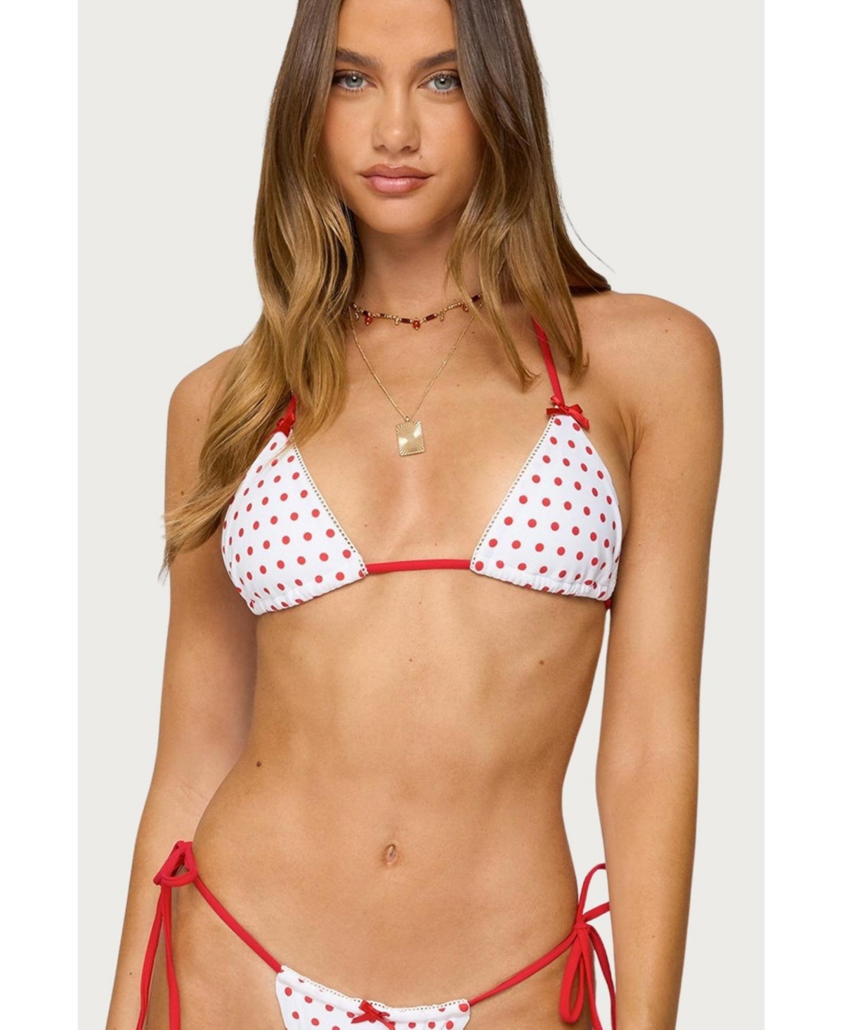 Click here for Edikted Womens Leigh Polka Dot Triangle Bikini Top... prices