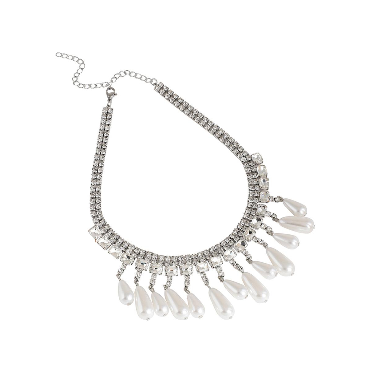 Click here for Sohi Womens Drop Statement Necklace - White prices