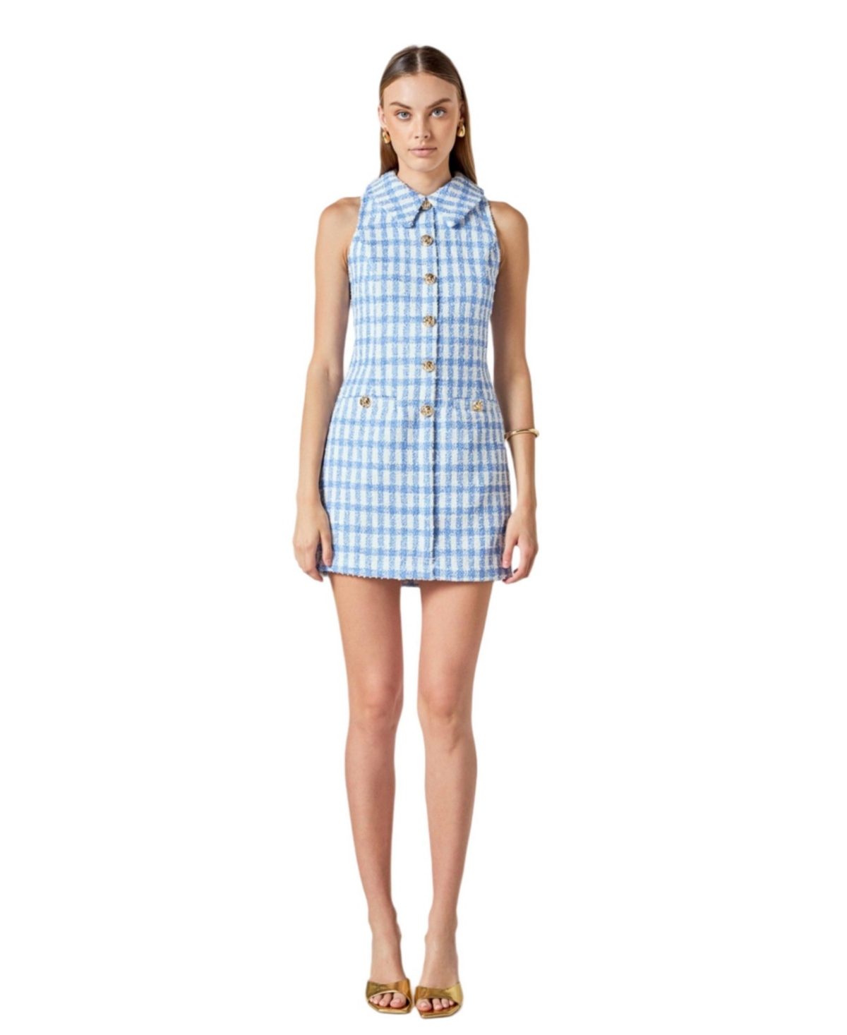 Click here for endless rose Womens Tweed Halter Check Mini Dress... prices