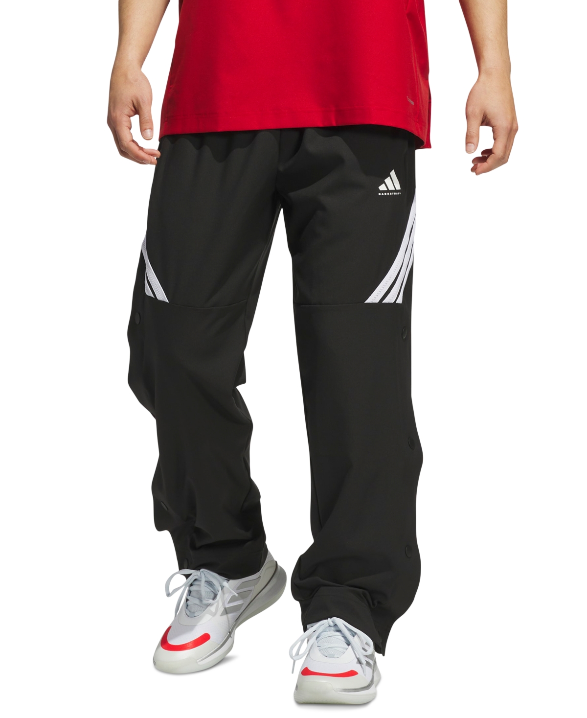 Click here for adidas Mens Three-Stripe Woven Snap Pants - Black prices