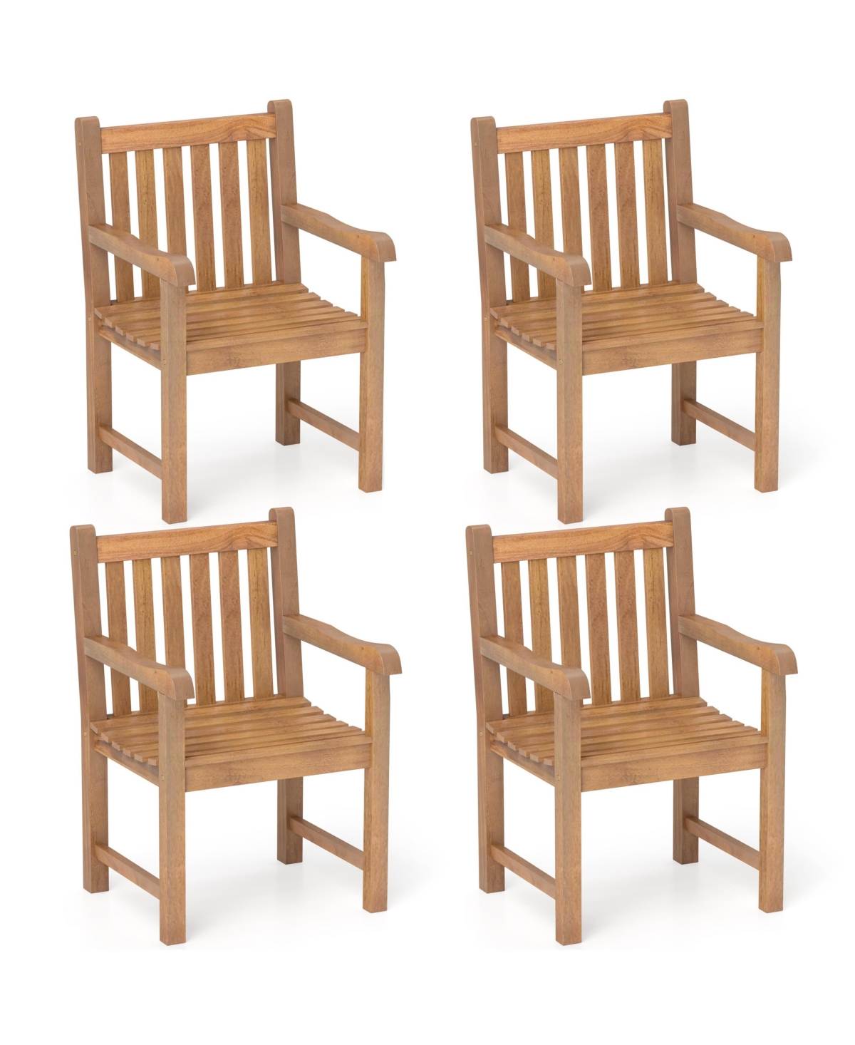 Click here for Gymax 4 Pcs Teak Wood Patio Dining Chair Outdoor A... prices