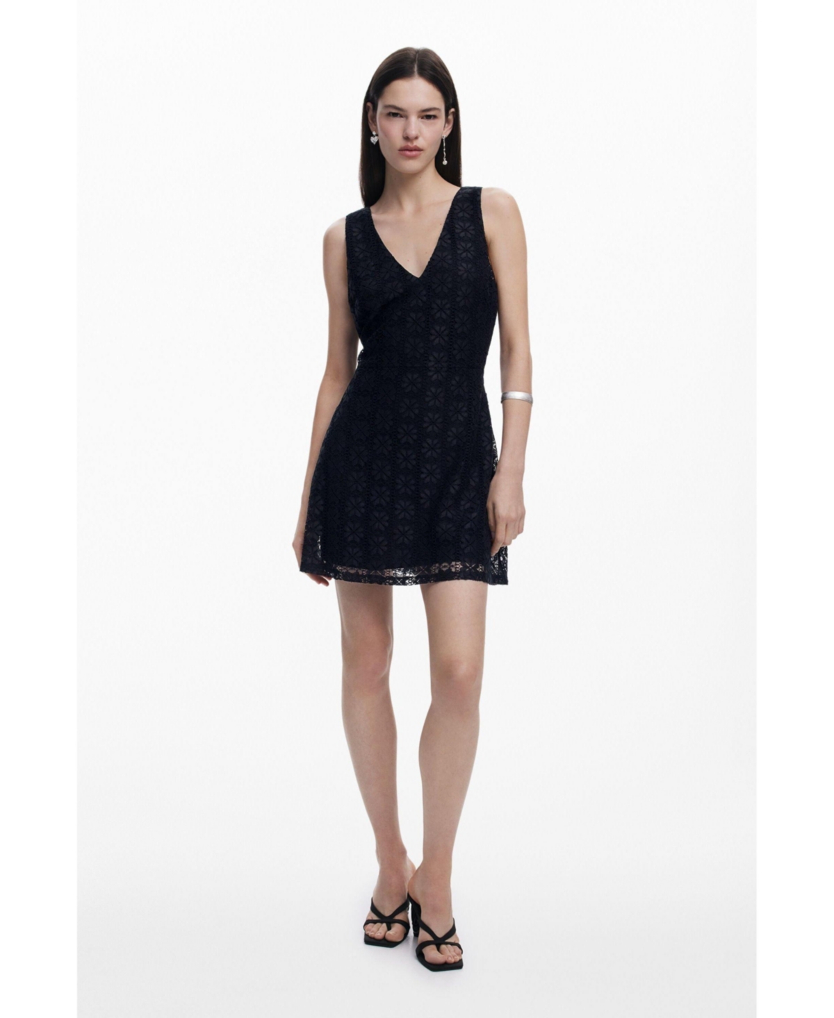 Click here for Desigual Womens Sleeveless lace dress - Black prices