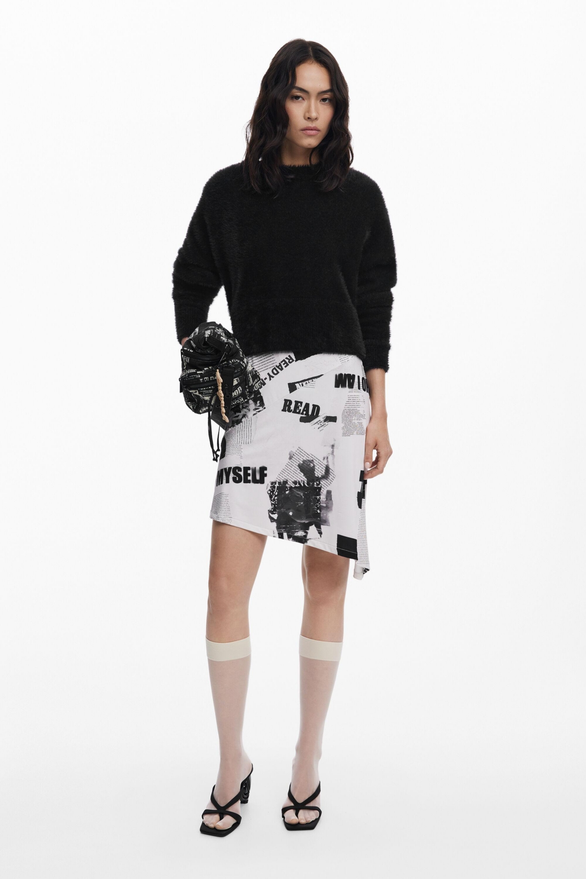 Click here for Desigual Womens 2-in-1 newspaper dress - Black prices