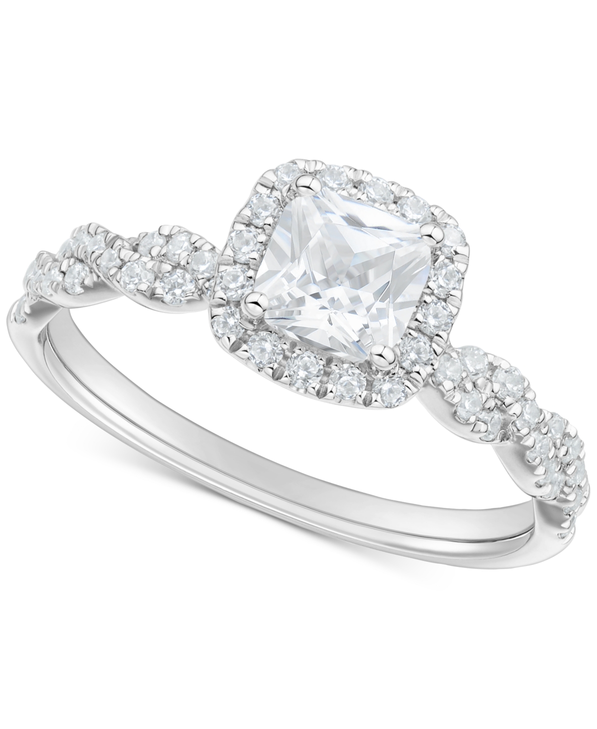 Click here for Diamond Cushion Halo Braided Shank Engagement Ring... prices